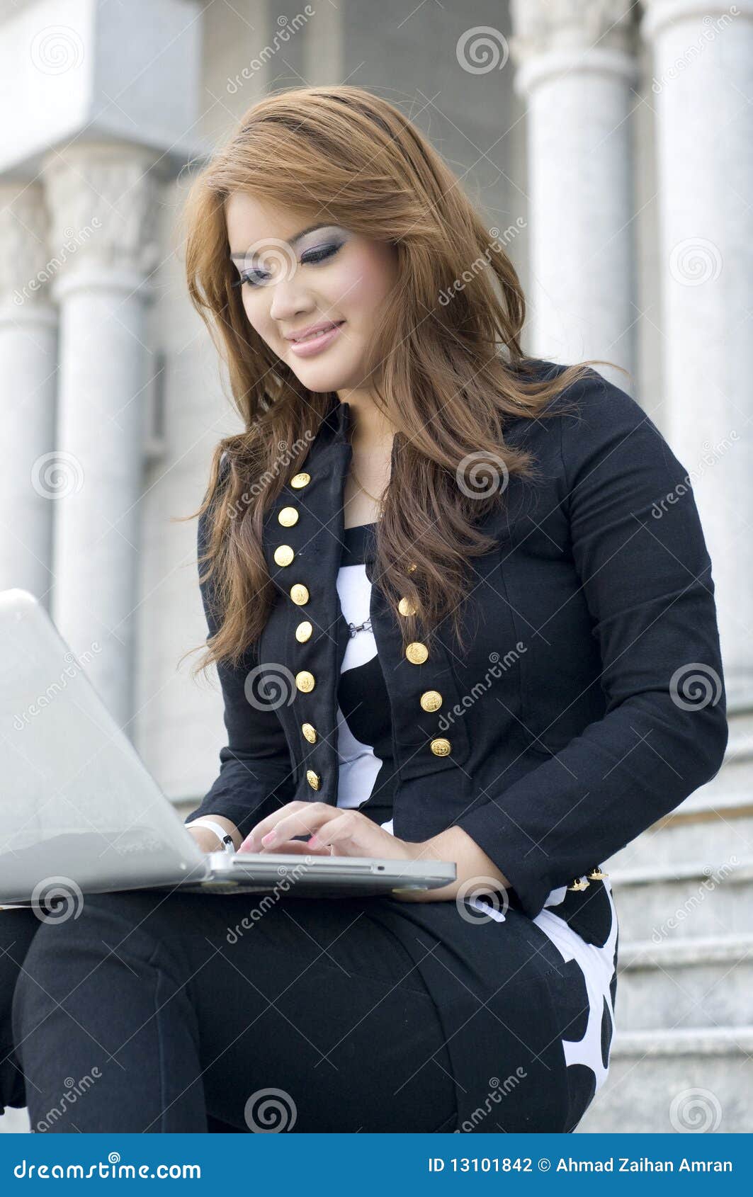 Beautiful Girl Typing on Laptop Stock Photo - Image of notebook ...