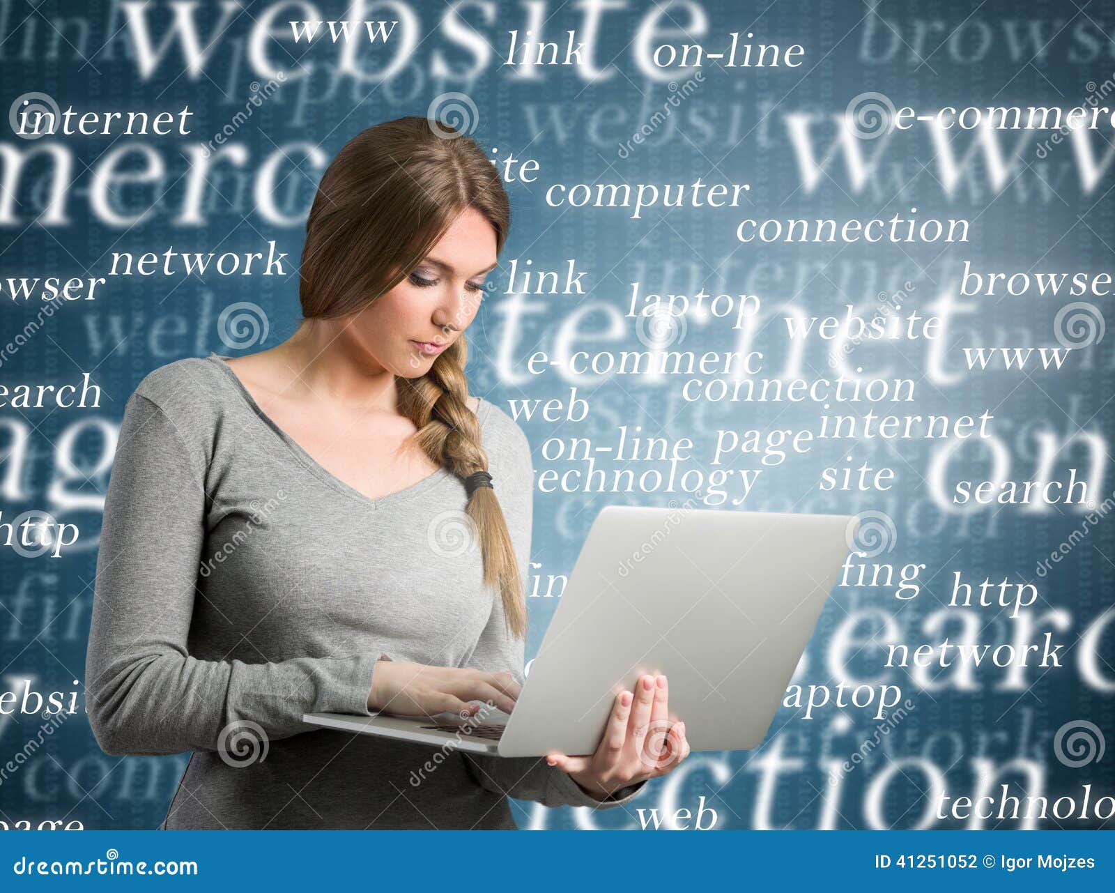 Beautiful Girl Using Internet Stock Photo - Image of caucasian, female ...