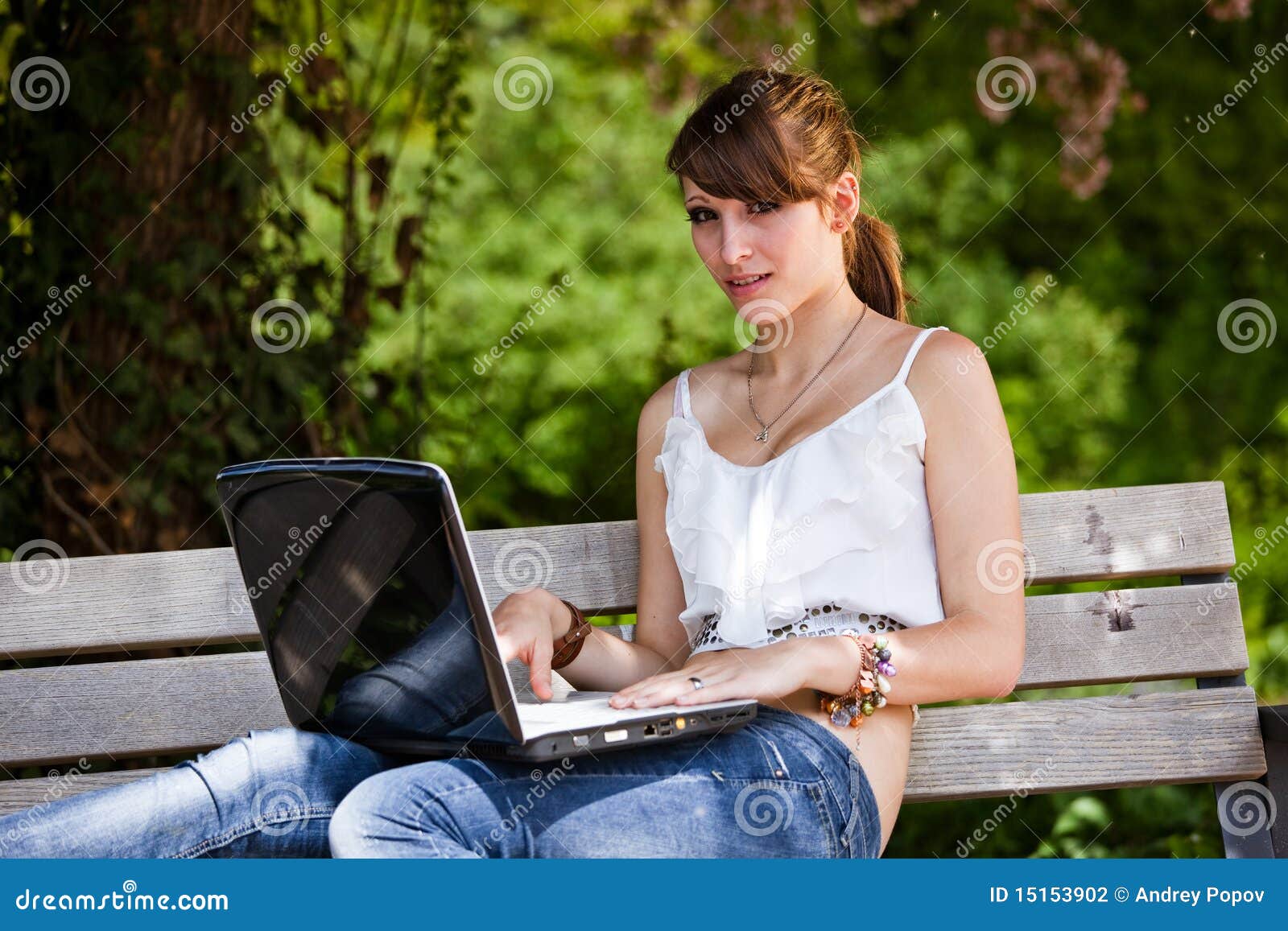 Beautiful Girl Using Laptop Stock Photo - Image of female, internet ...
