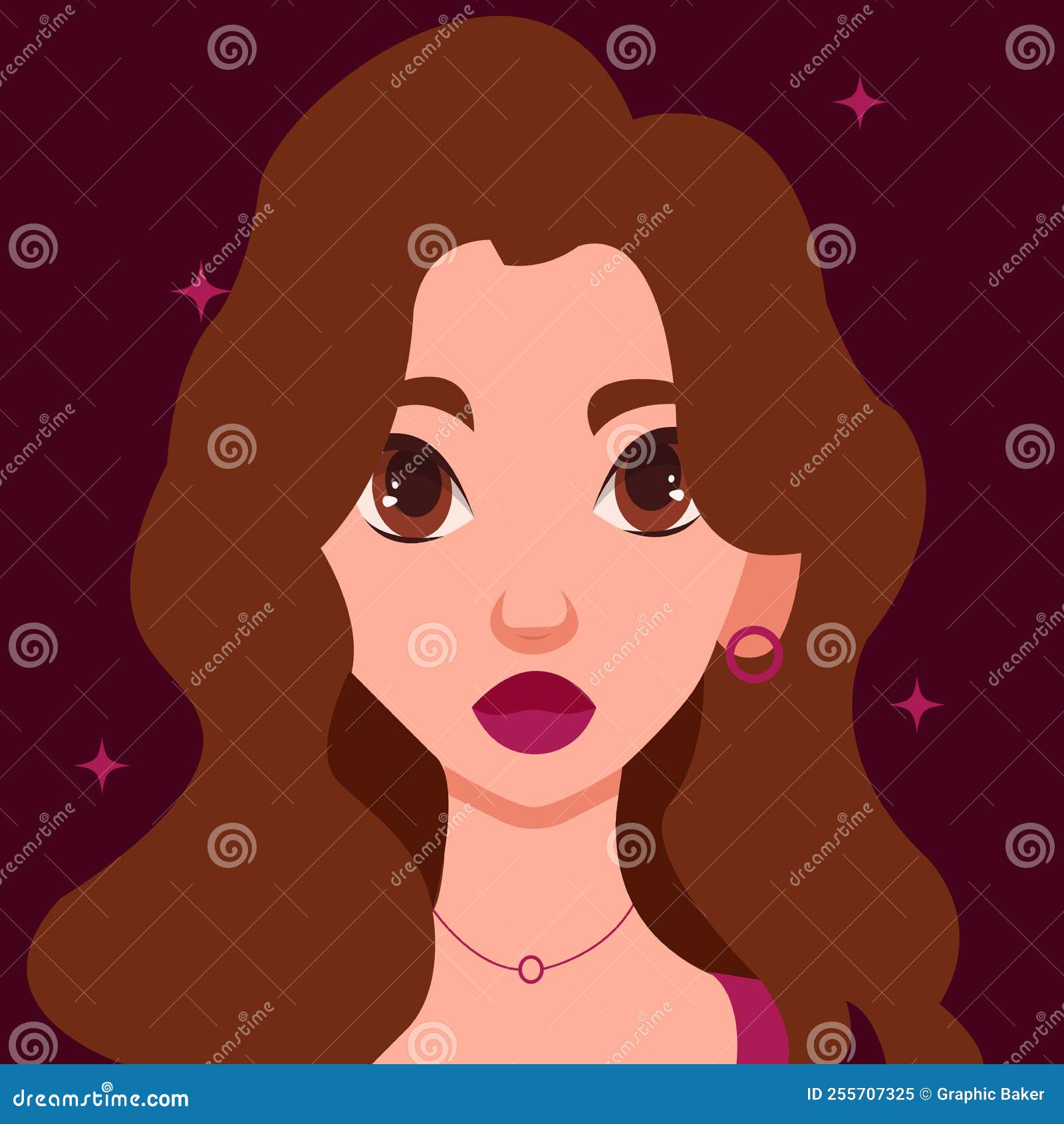 Beautiful Girl Vector Flat Illustration Avatar For A Social Network Stock Vector Illustration