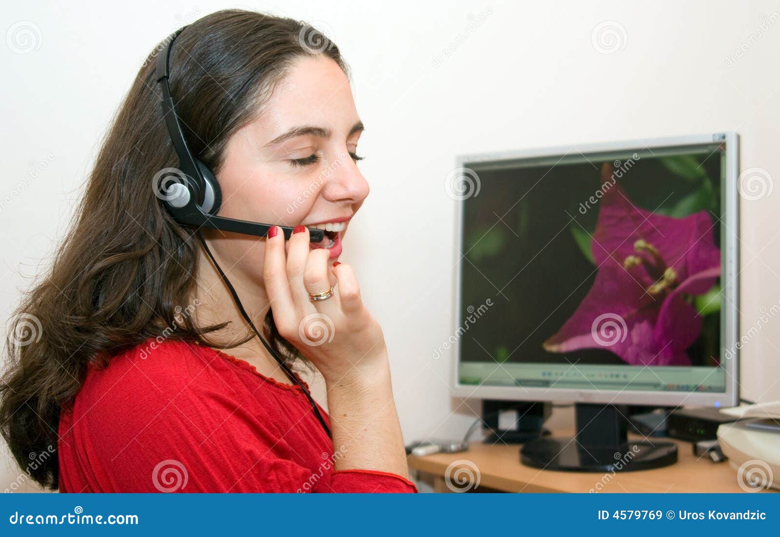 Beautiful Girl Very Happy on Computer Stock Image - Image of close ...