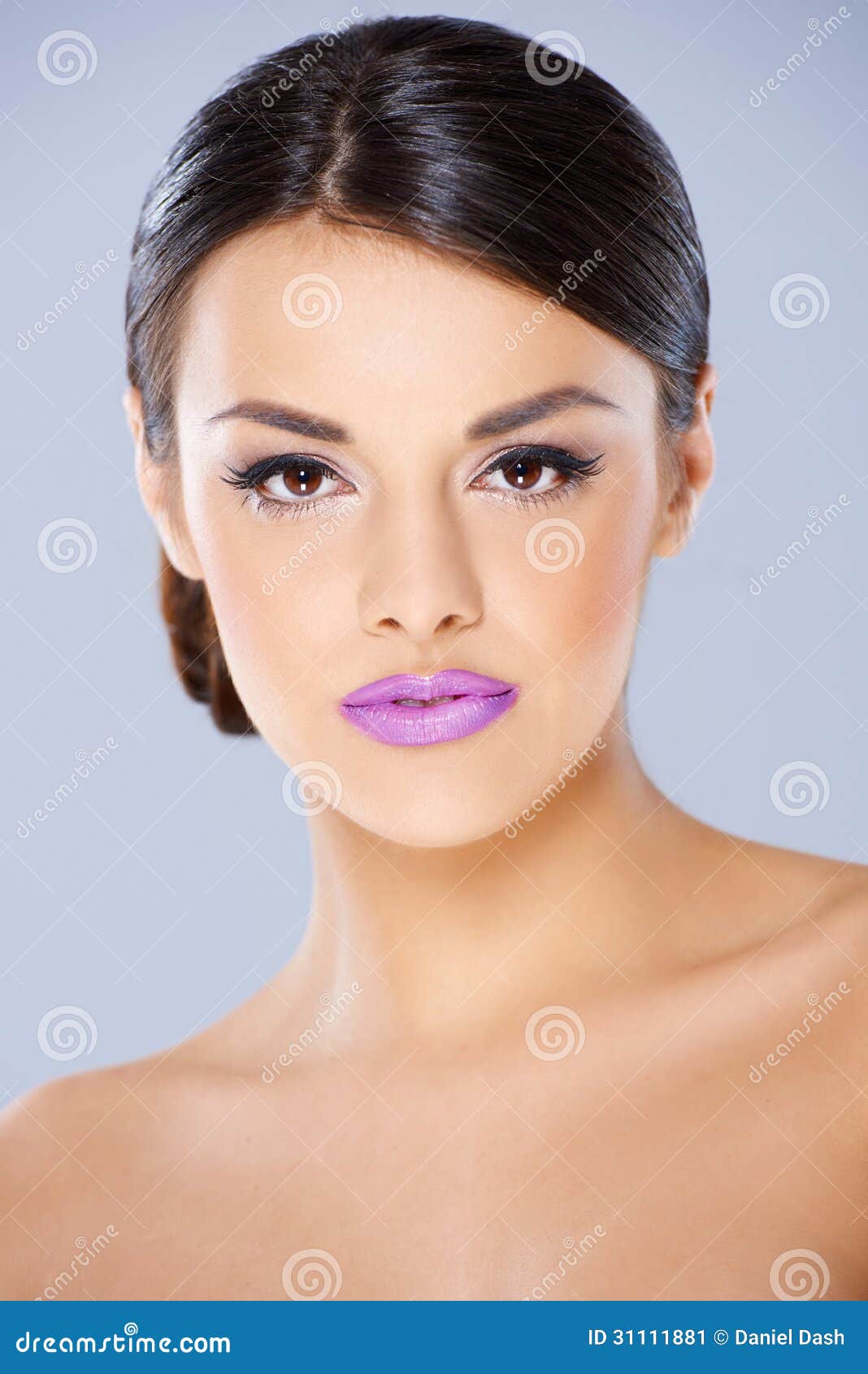 Beautiful Girl with Violet Lips Stock Image - Image of isolated, female ...