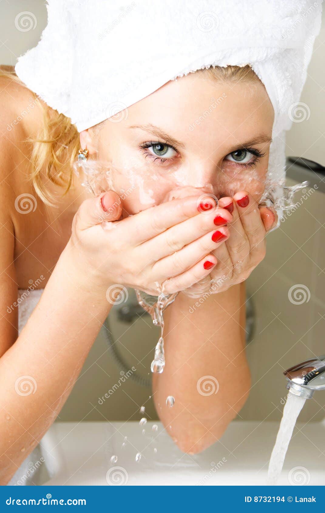 Beautiful Girl Washing Her Face Stock Photo - Image of house, enjoy ...