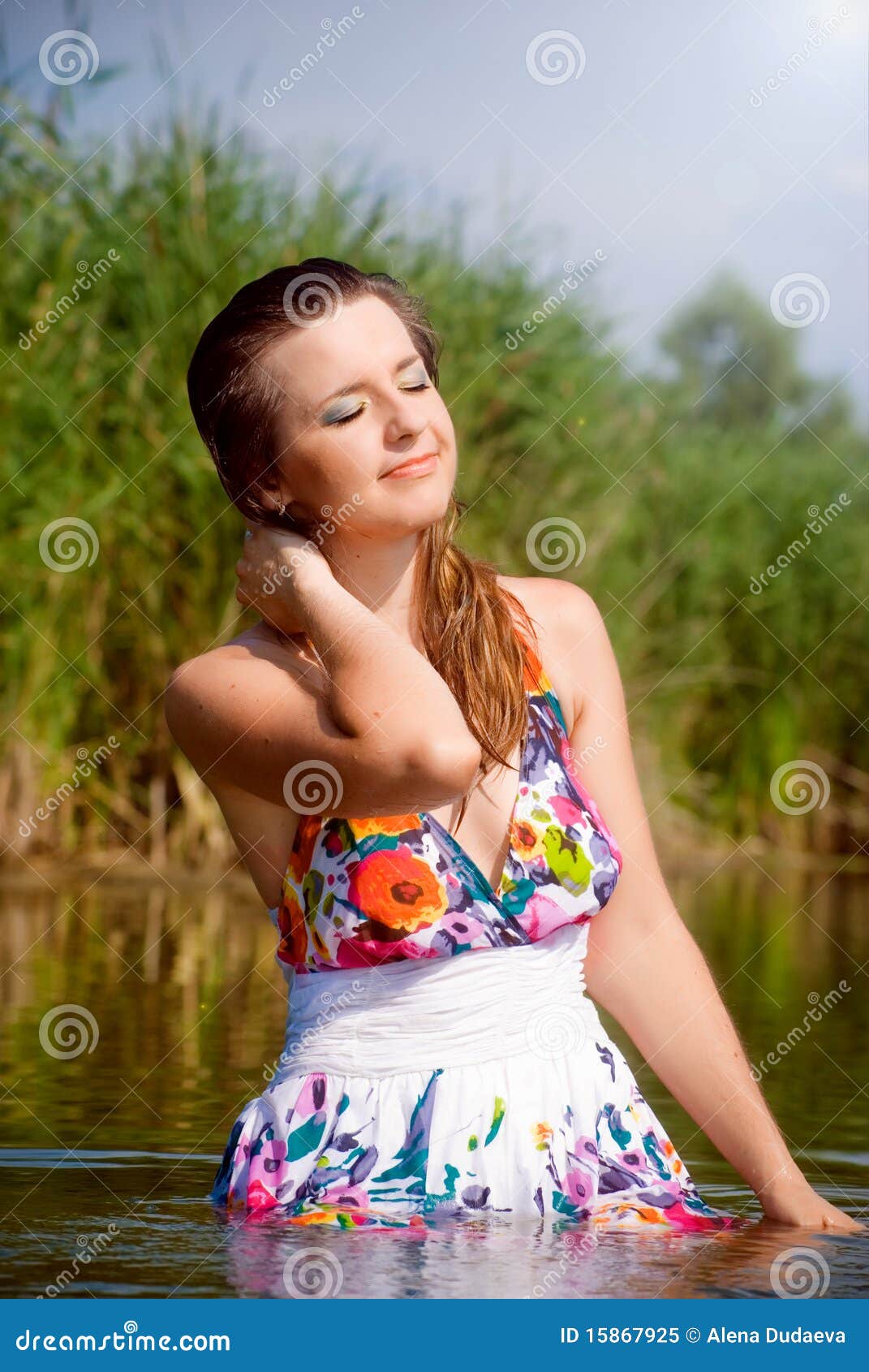 Beautiful girl in water stock image. Image of awash, hand - 15867925