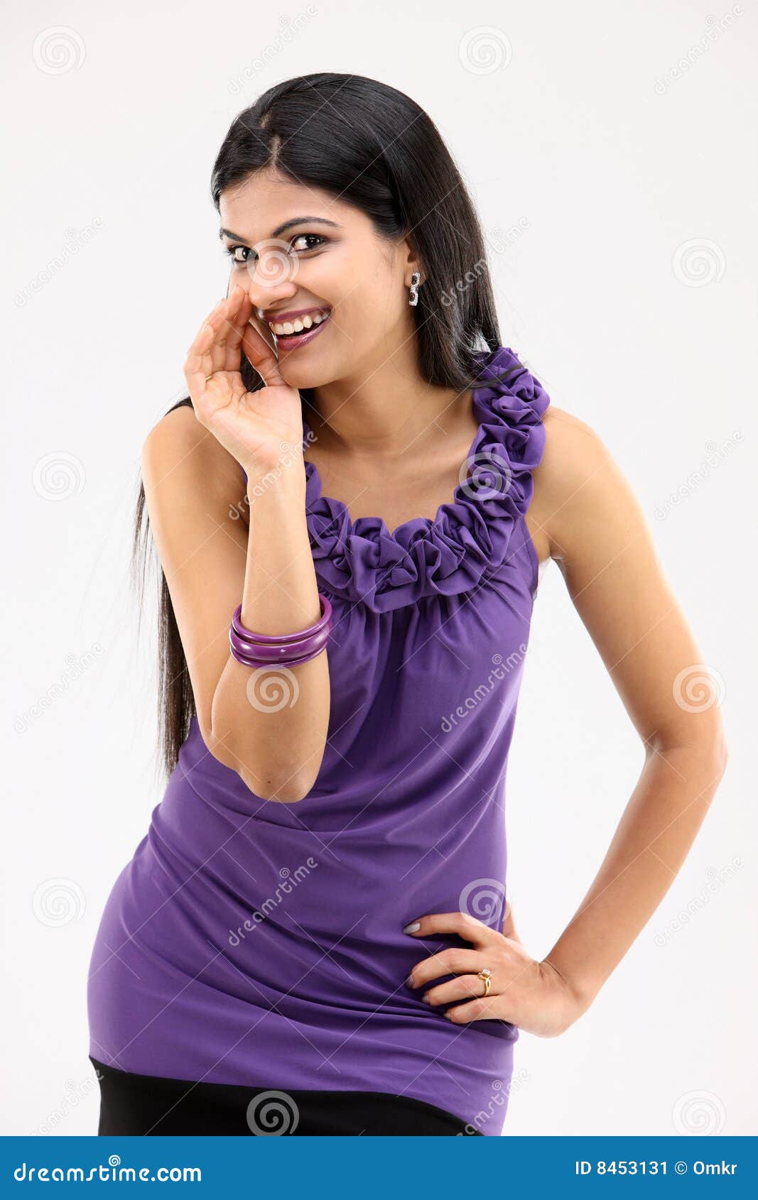 Beautiful Girl in a Whispering Pose Stock Image - Image of fabric, hair ...