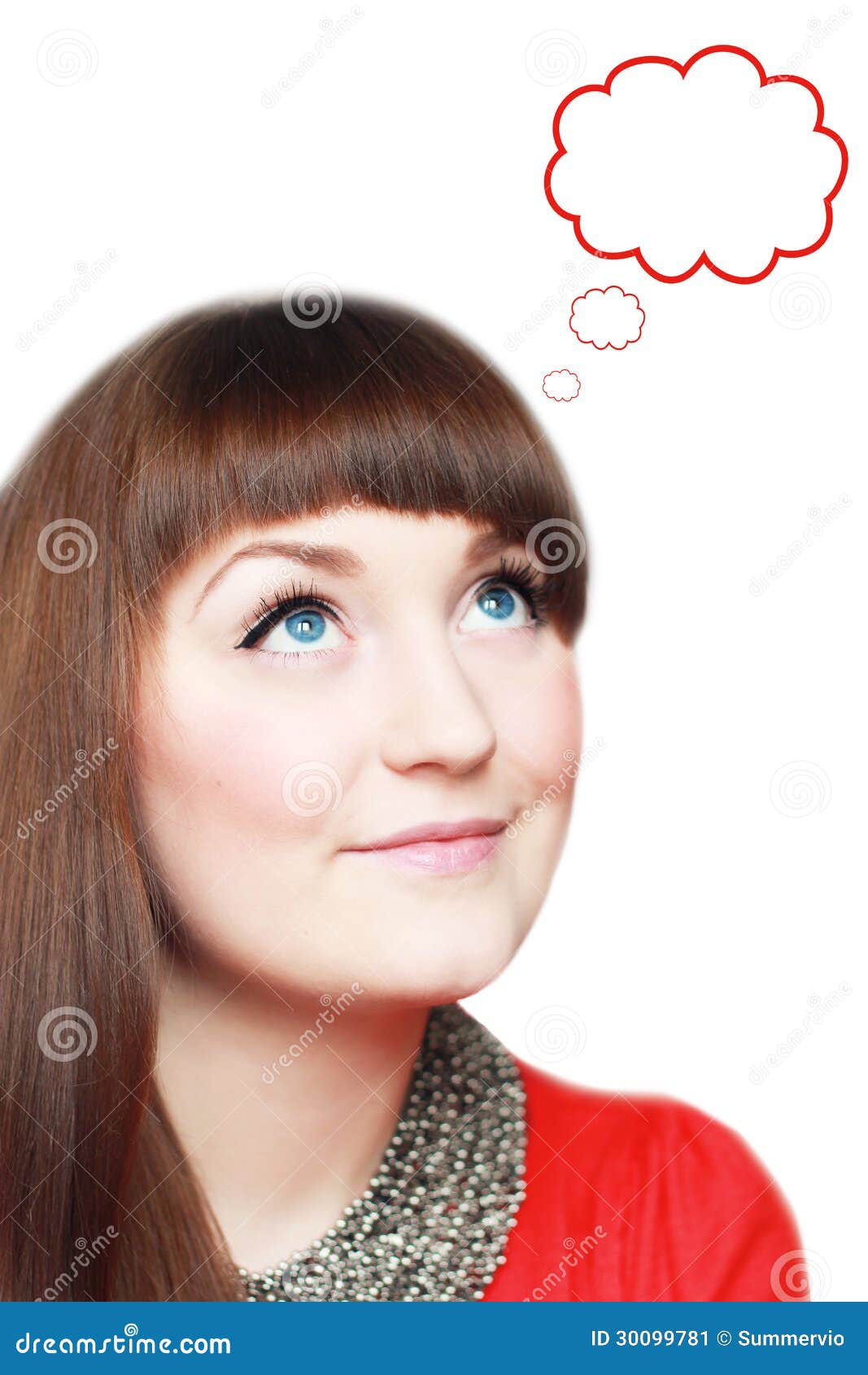 Girl thinks stock image. Image of blank, blue, concept - 30099781