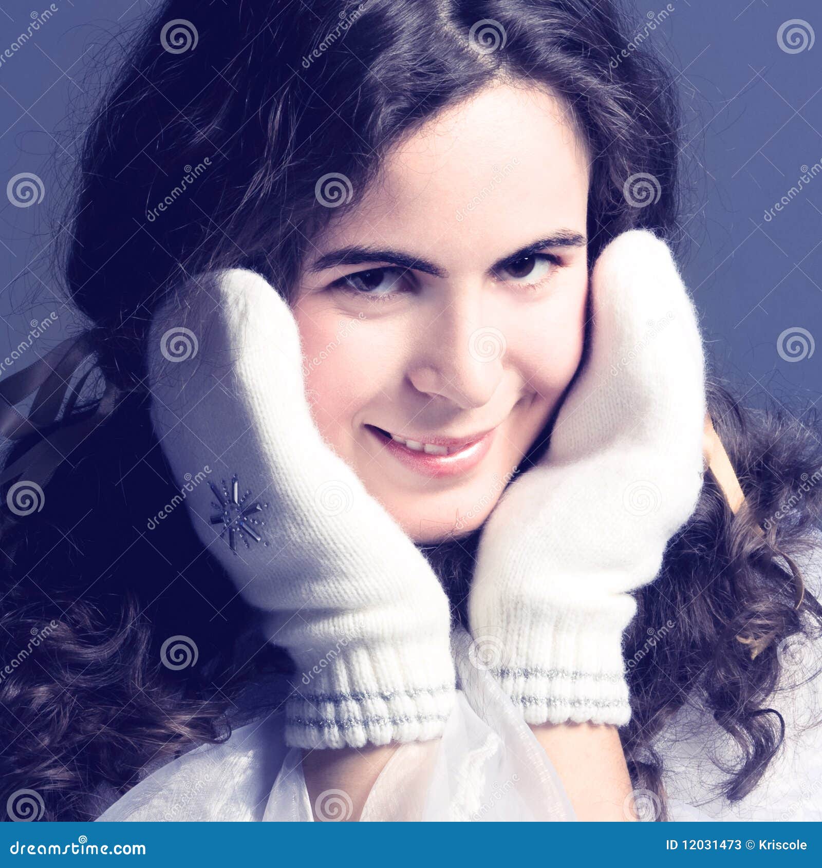 Beautiful Girl in White Mittens. Stock Image - Image of person, white ...