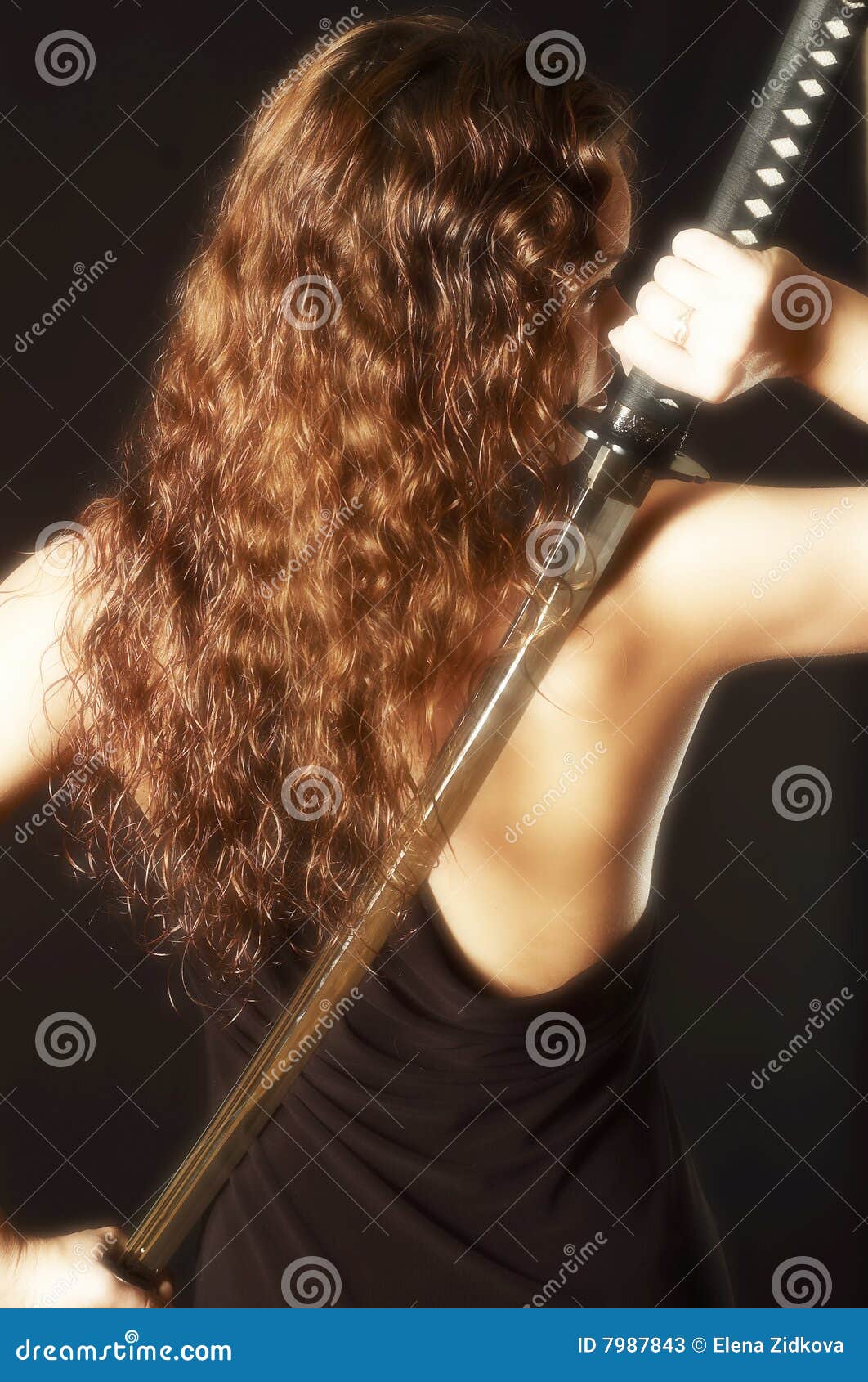 Beautiful Girl Will Get because Katana of Back Stock Image - Image of ...