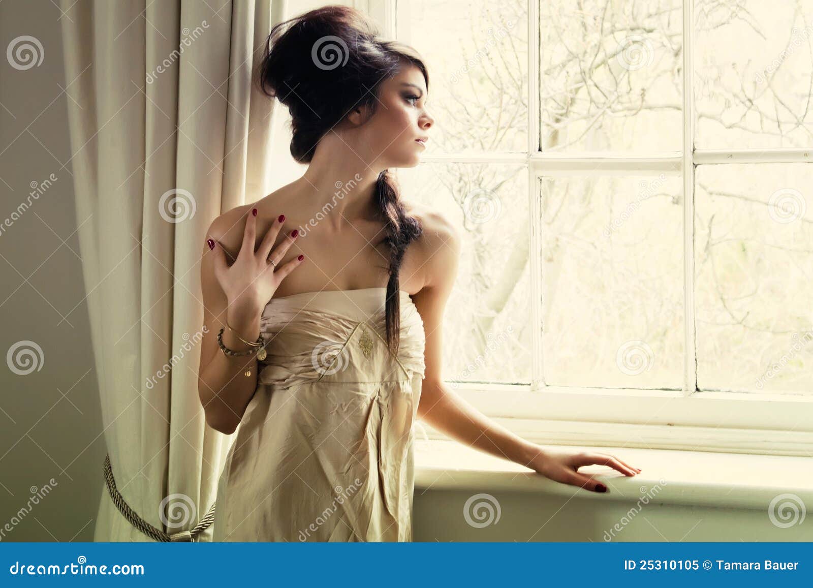 Beautiful girl by window stock image. Image of health - 25310105