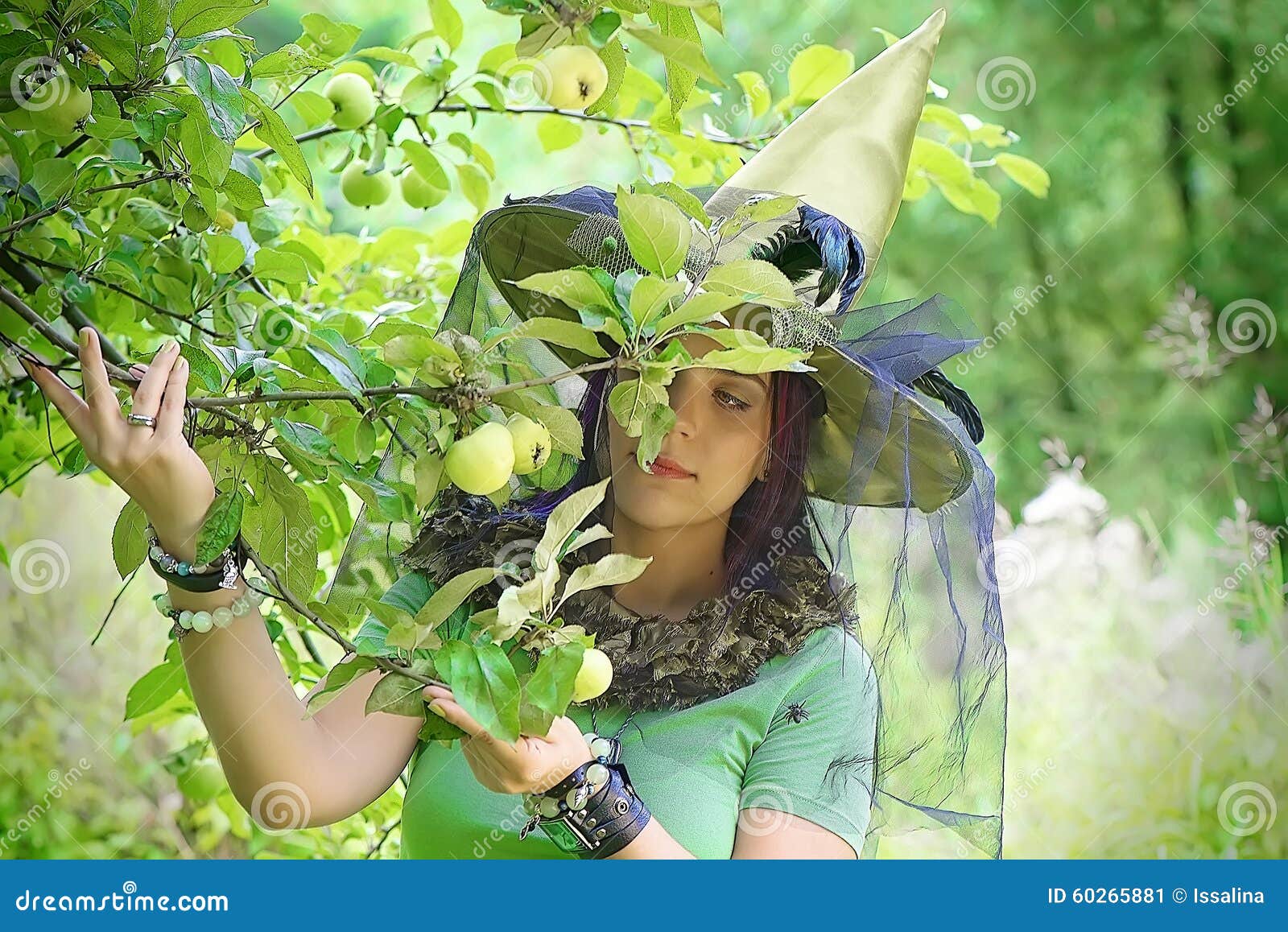Beautiful Girl in Witch Hat Stock Image - Image of veil, fairy: 60265881
