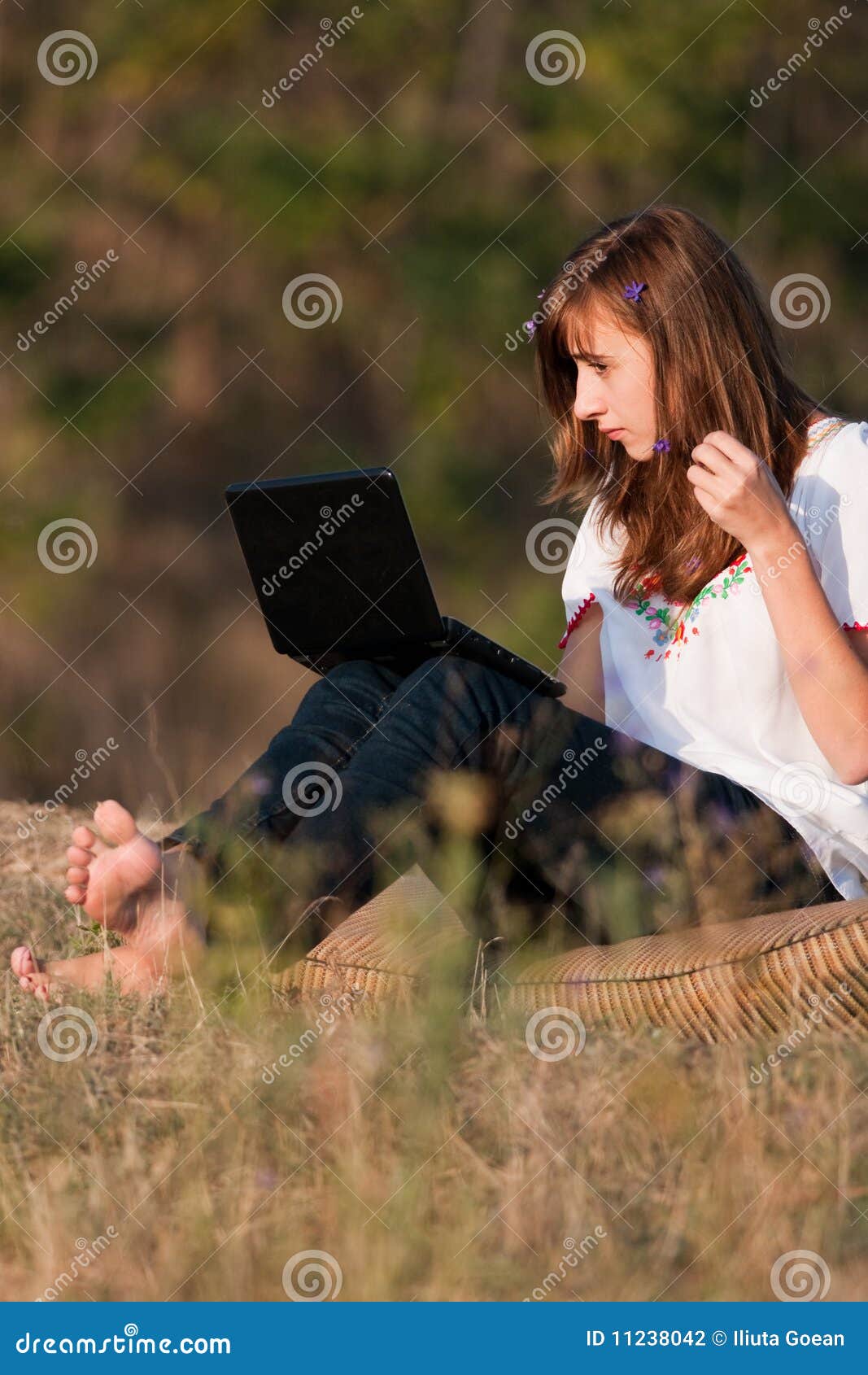 Beautiful Girl Working on Computer Stock Photo - Image of portrait ...