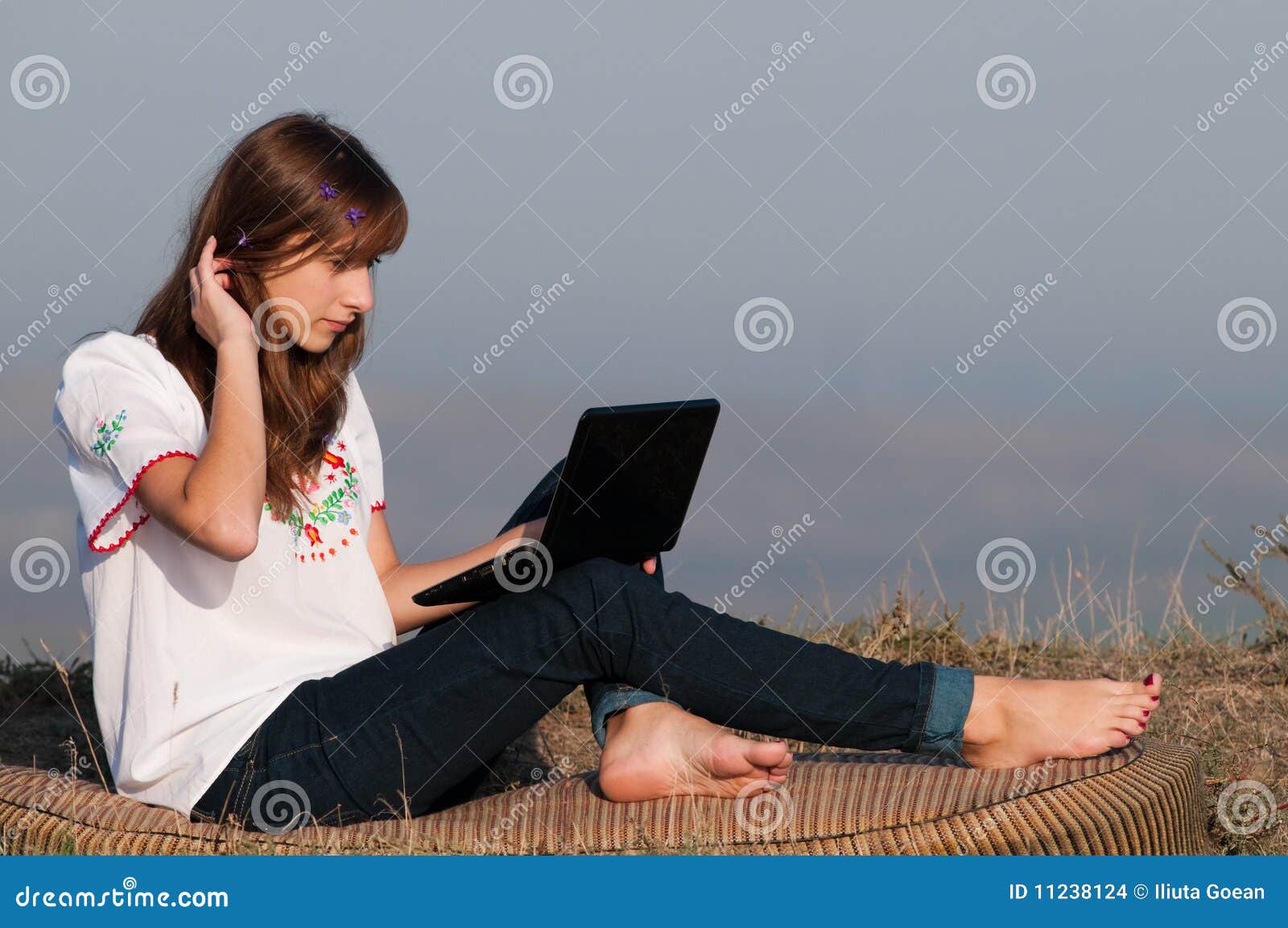 Beautiful Girl Working on Computer Stock Photo - Image of lisa, woman ...