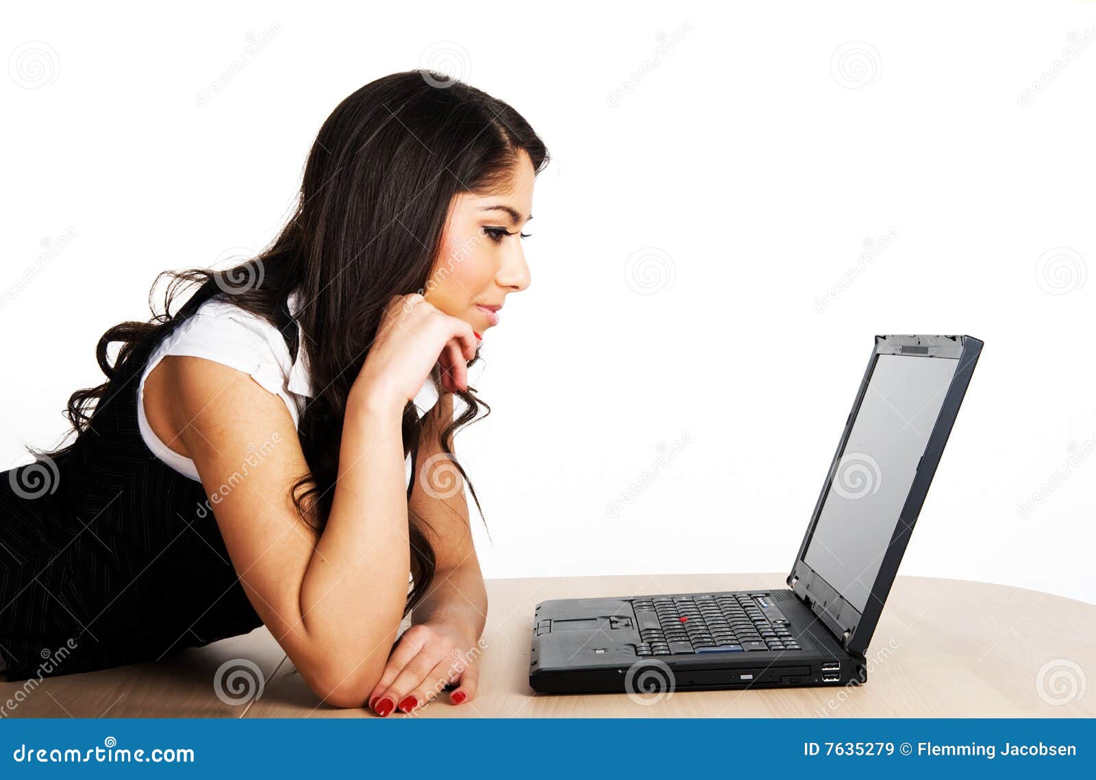 Beautiful Girl Working on Computer Stock Image - Image of fresh, color ...