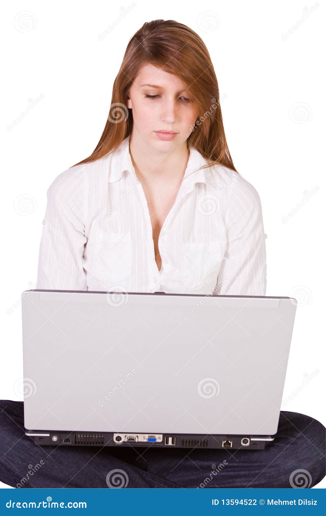 Beautiful Girl Working on Her Laptop Stock Photo - Image of adult ...