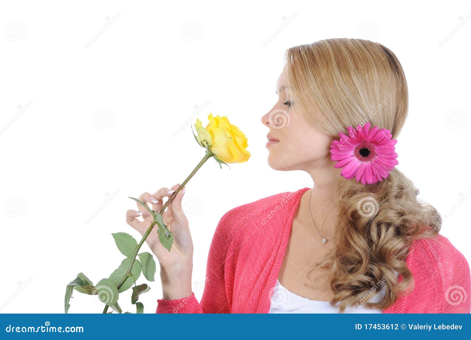 Beautiful Girl with a Yellow Rose. Stock Photo - Image of celebration ...