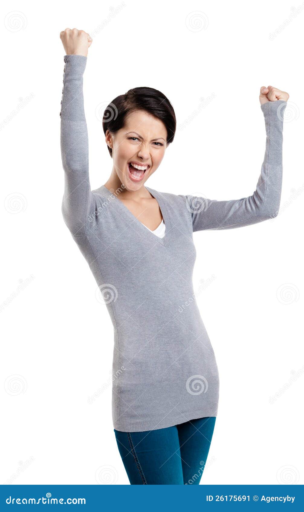 Beautiful Girl Yes Gesturing is Happy Stock Image - Image of cheer ...