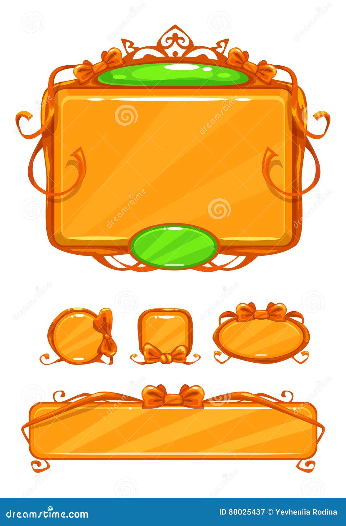 Beautiful Girlish Orange Game User Interface Stock Vector ...
