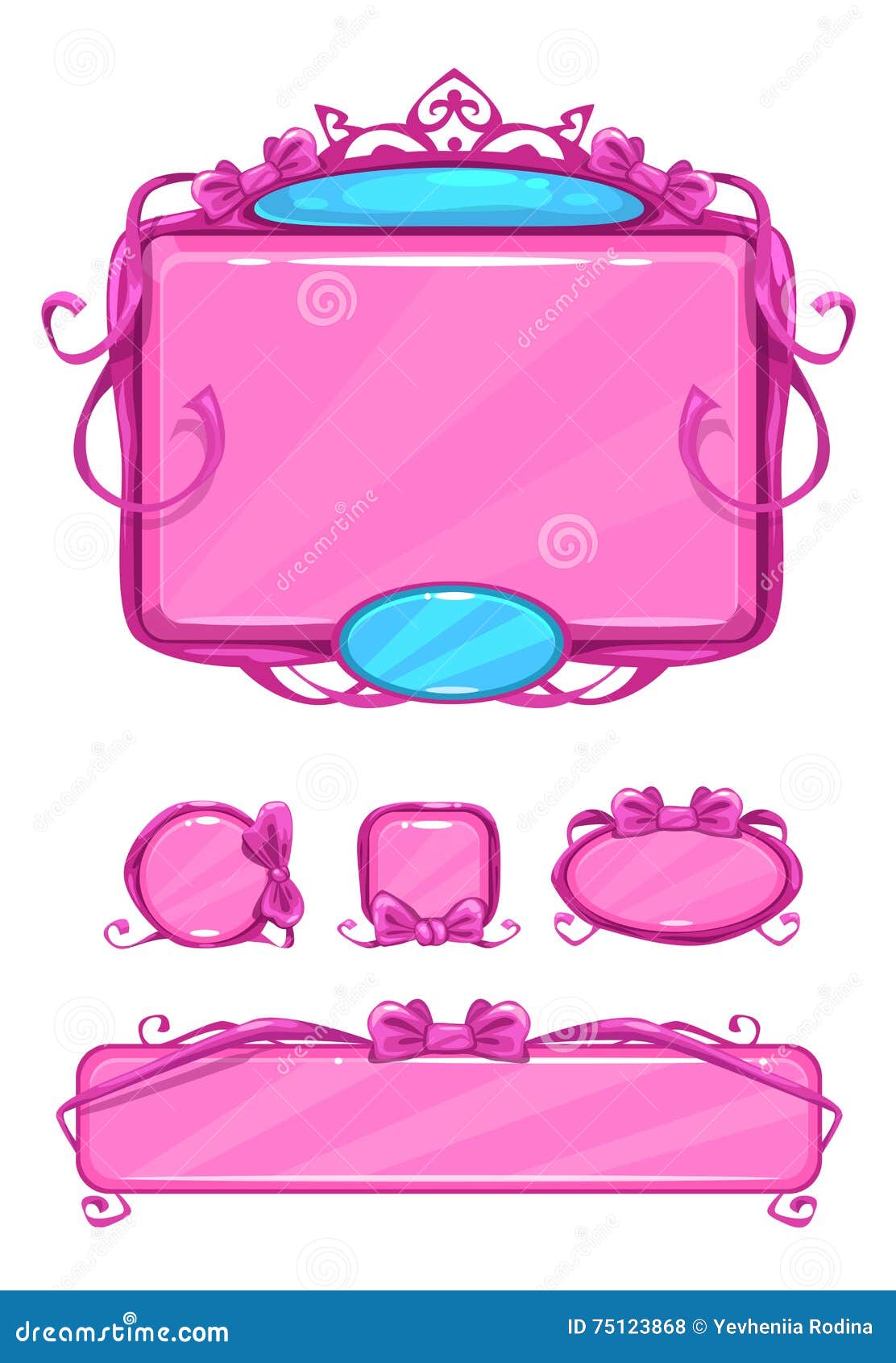 Beautiful Girlish Pink Game User Interface Stock Vector - Illustration ...