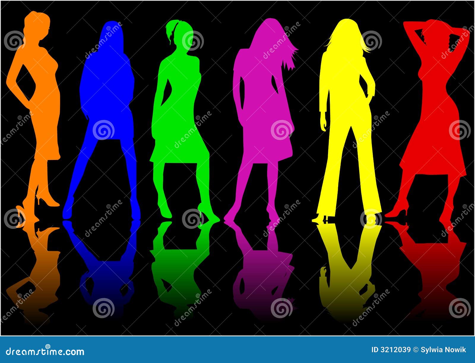 Beautiful girls - color stock vector. Illustration of body - 3212039