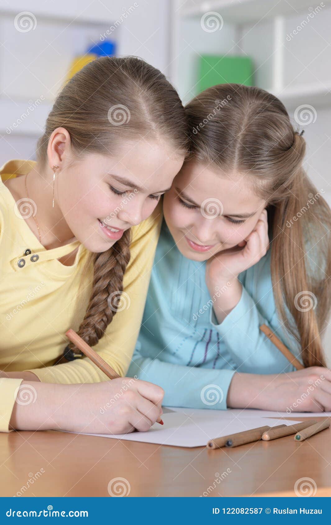 Beautiful Girls Doing Homework Stock Image - Image of knowledge ...