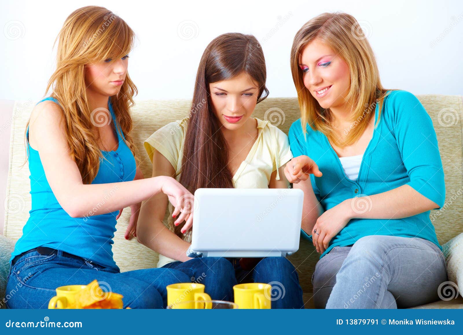 Beautiful Girls with Laptop Stock Image - Image of females, laptop ...