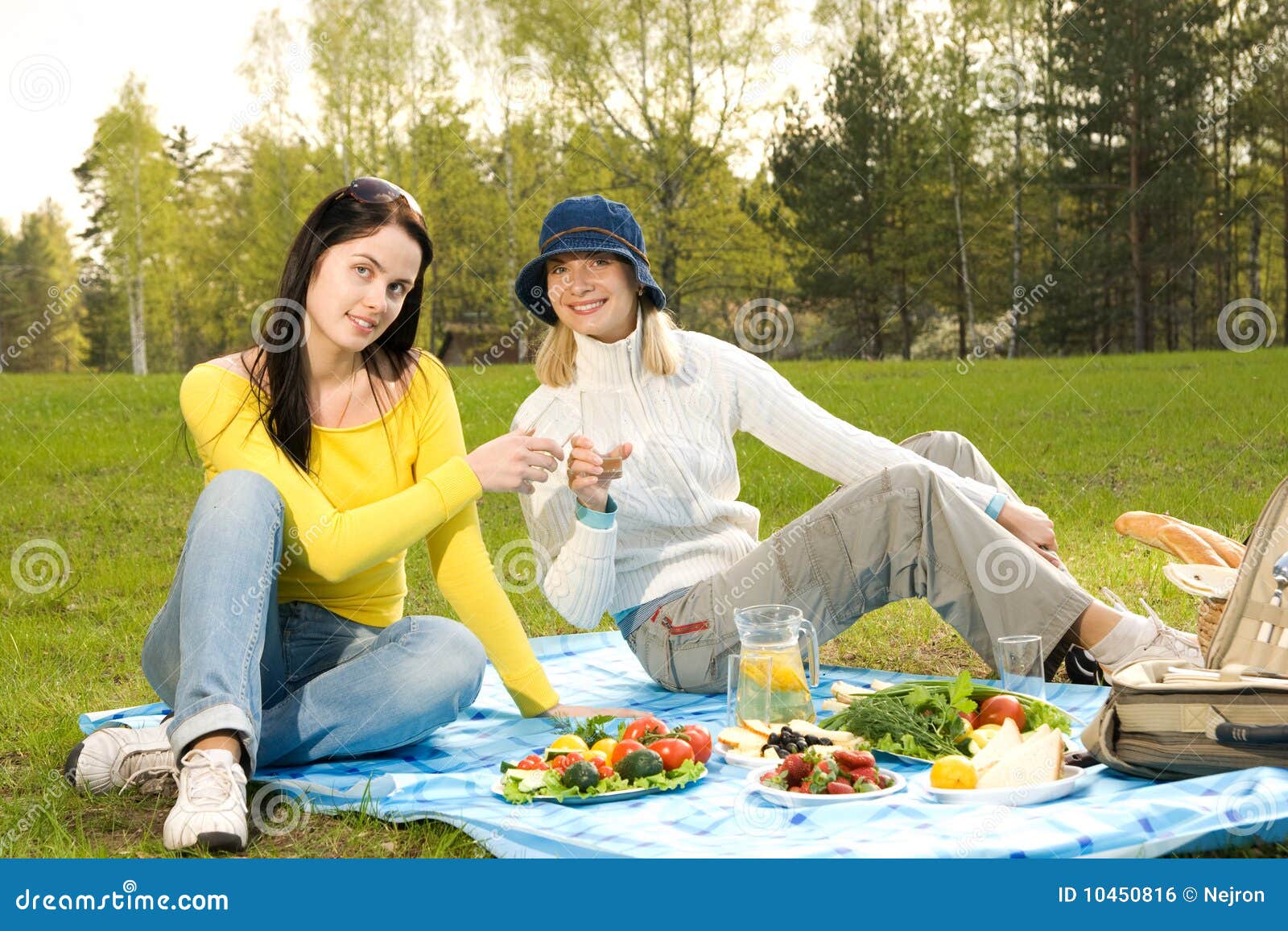Beautiful girls at picnic stock photo. Image of happy - 10450816