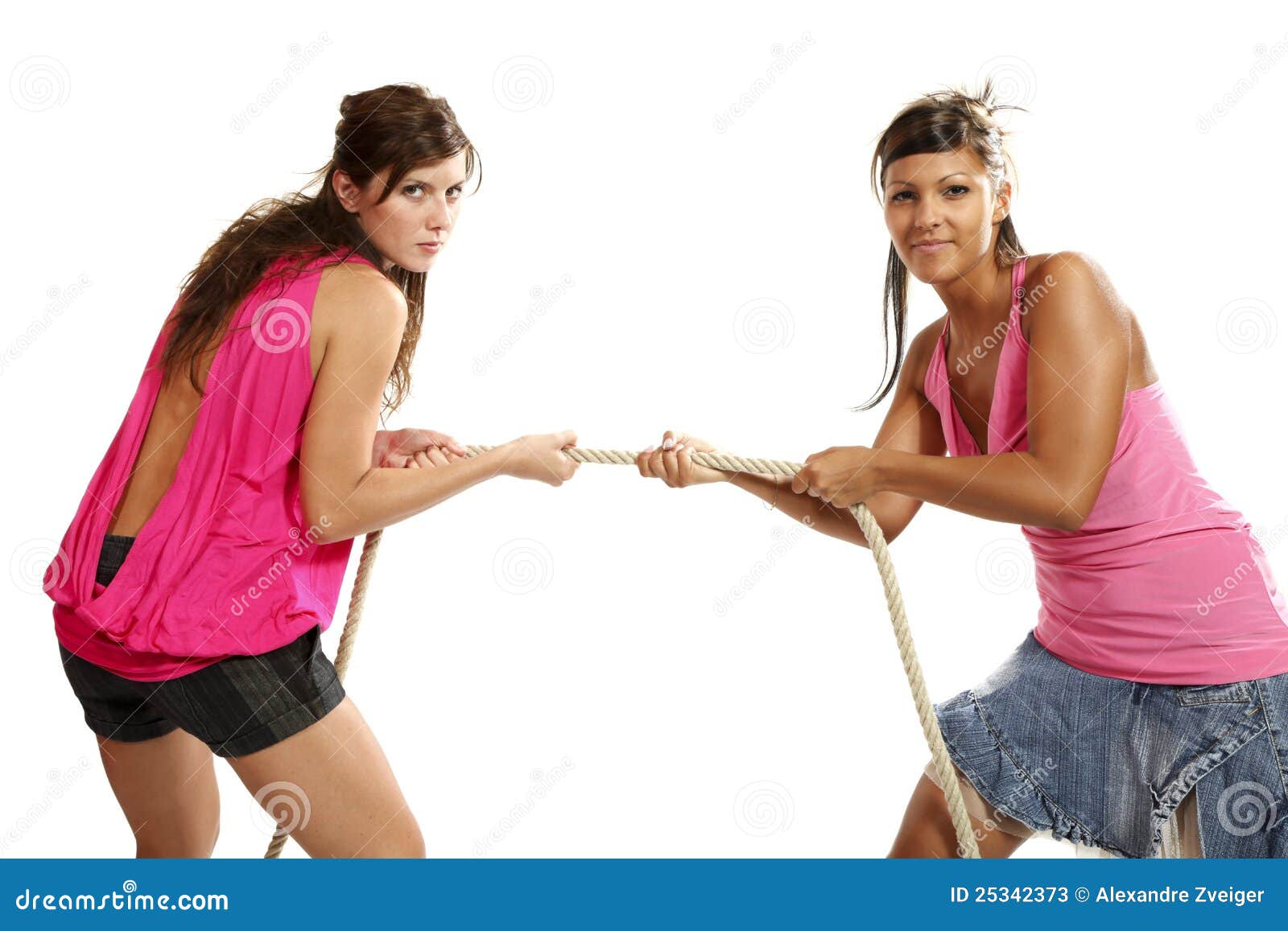 Beautiful Girls Pull the Rope Stock Image - Image of standing, concept ...