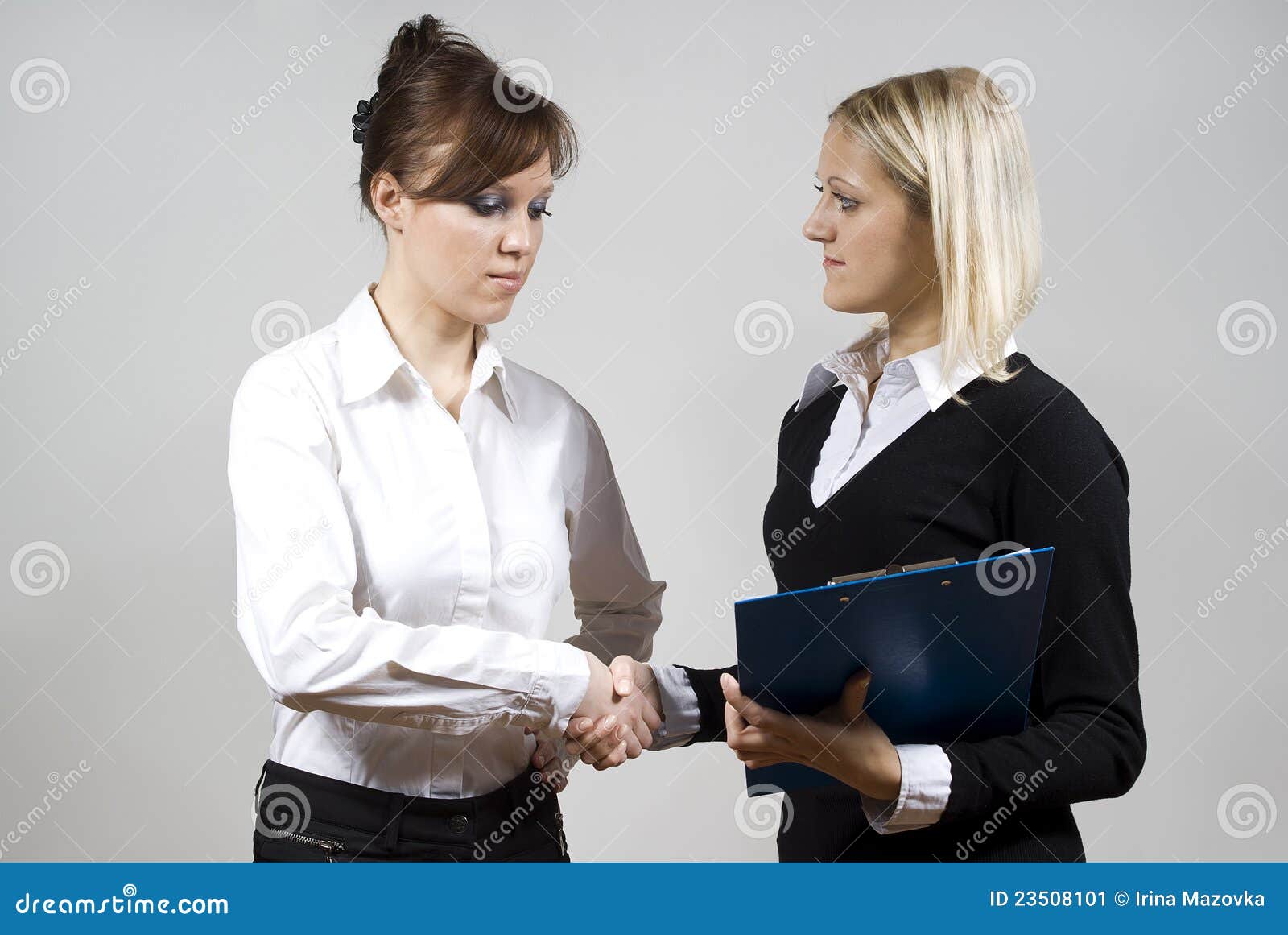 Beautiful Girls Shaking Hands on Stock Image - Image of student, mobile ...