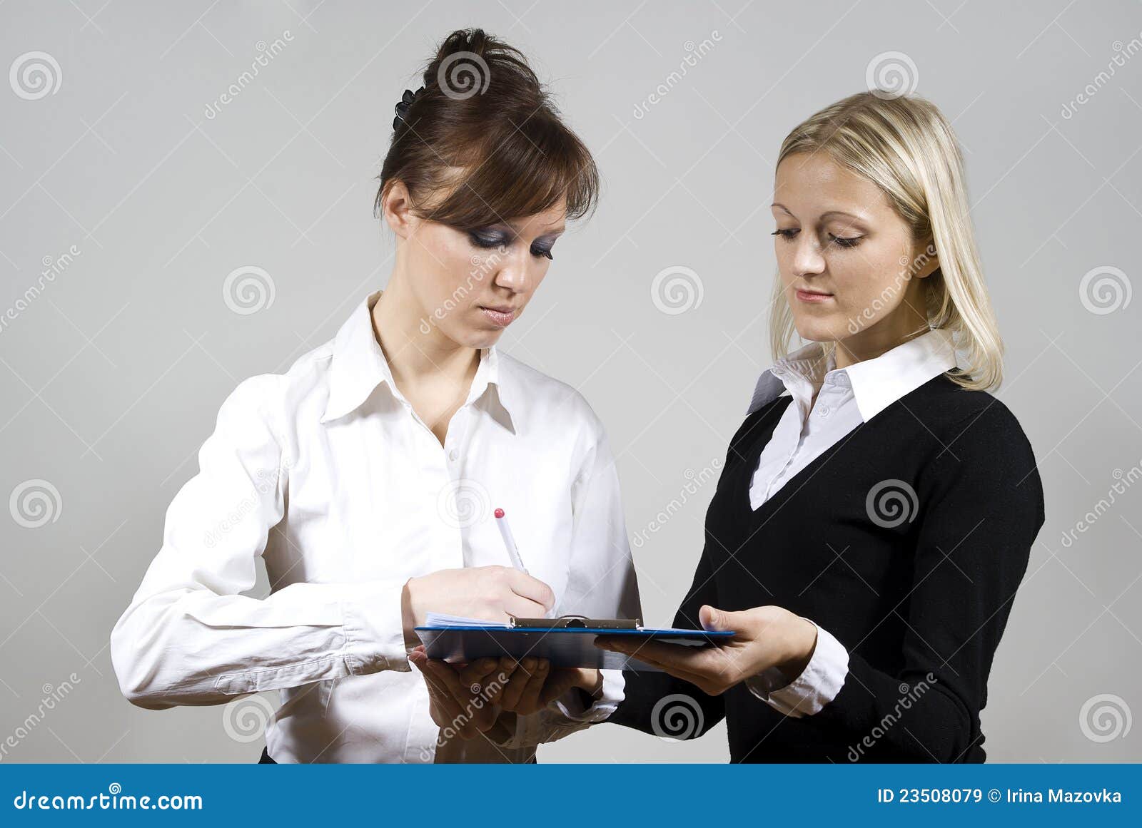 Beautiful Girls Signed a Contract Stock Image - Image of mobile ...