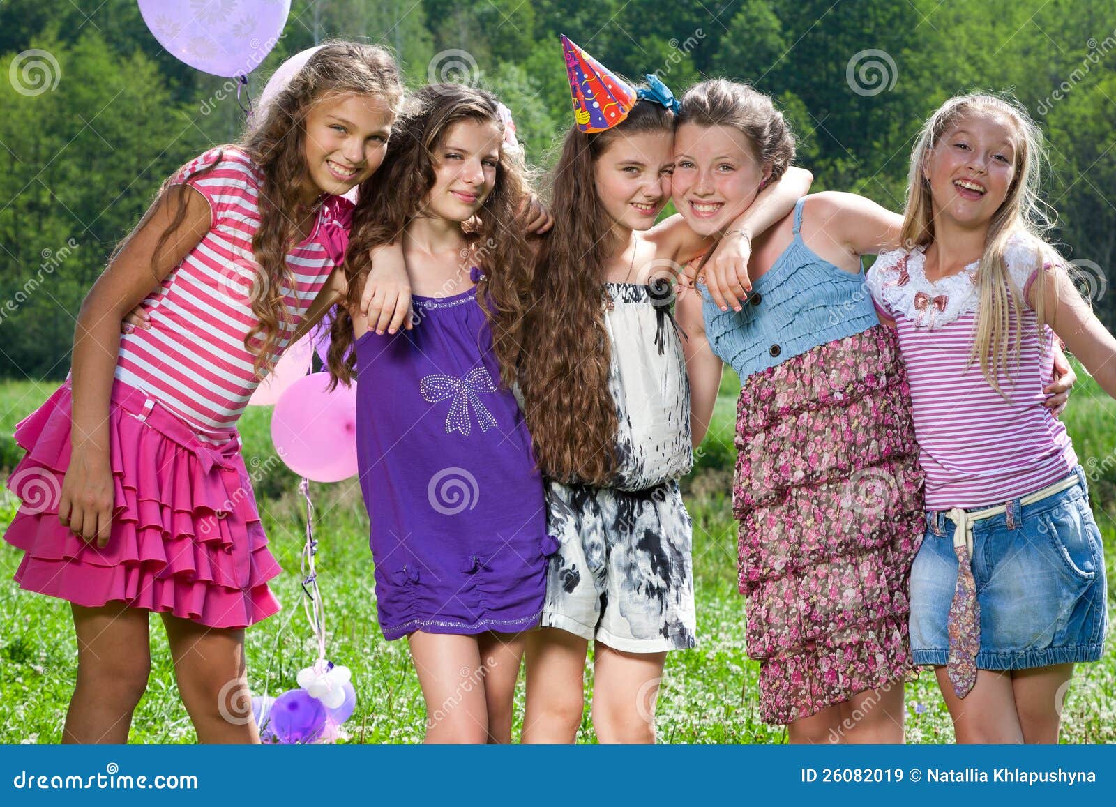 Beautiful Girls in Summer Park Outdoors Stock Image - Image of event ...