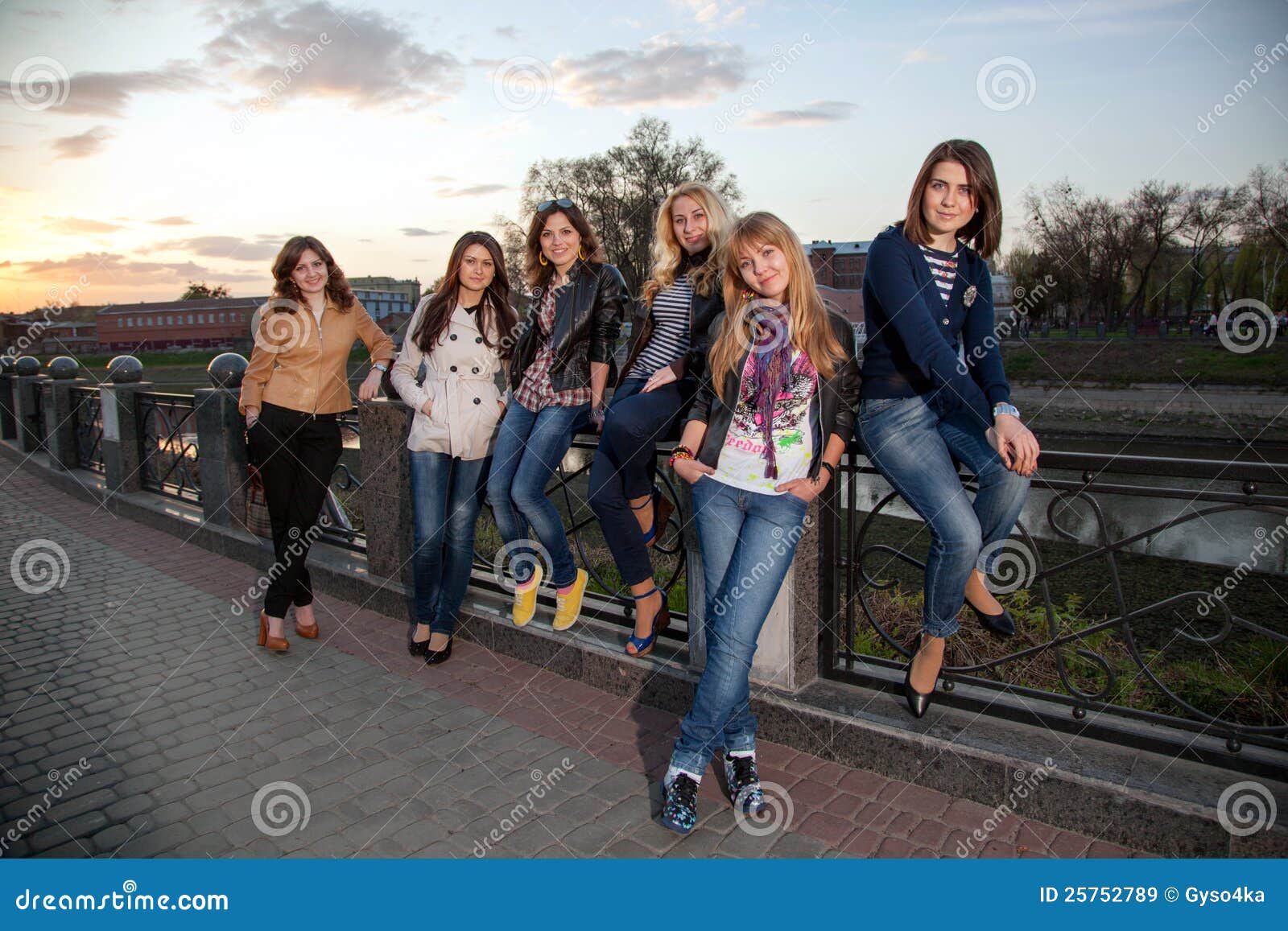 Beautiful girls at sunset stock image. Image of people - 25752789