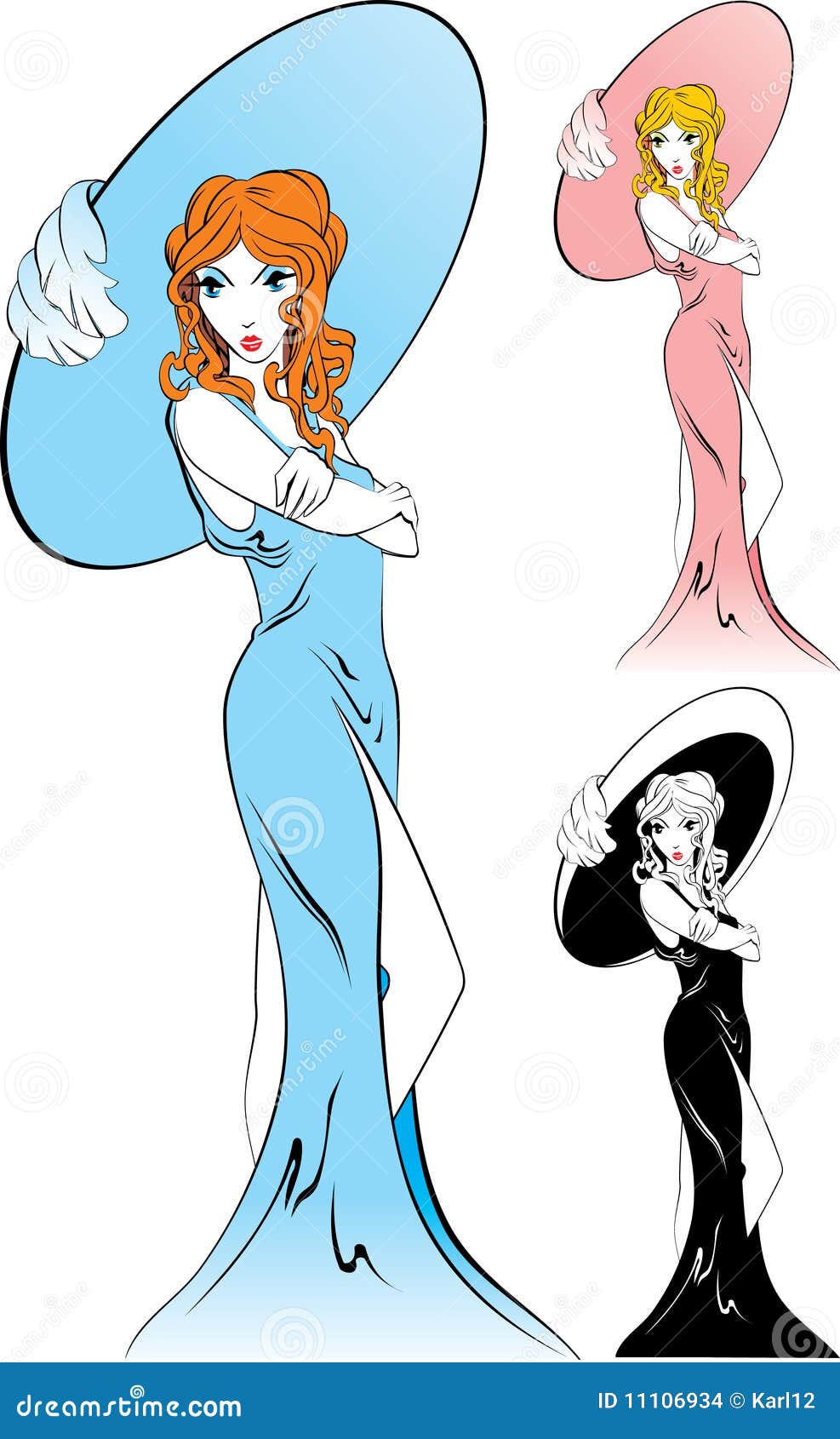 Beautiful glamour girl stock vector. Illustration of vintage - 11106934