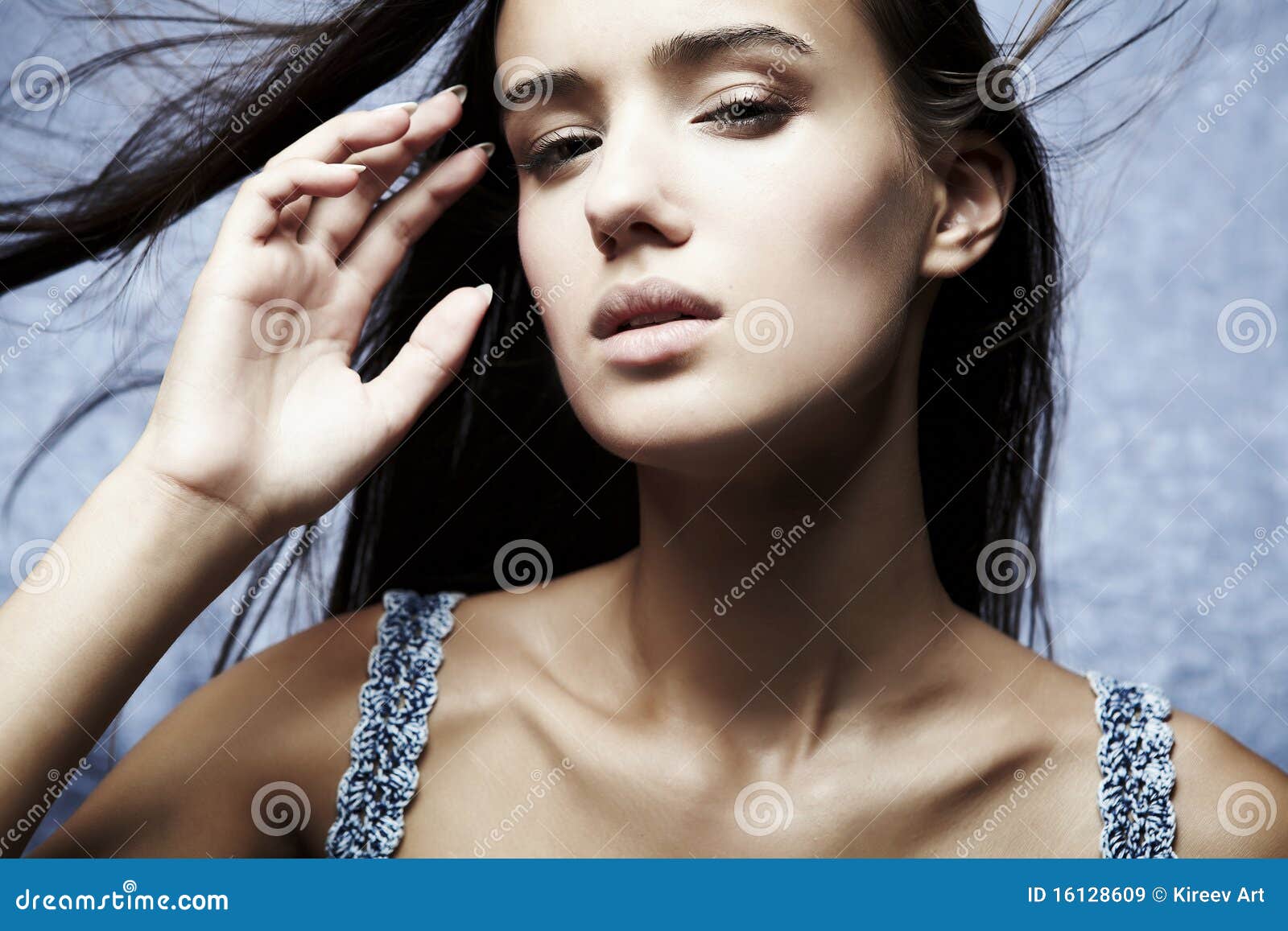 Beautiful Glamour Woman Posing in Blue Stock Image - Image of elegant ...