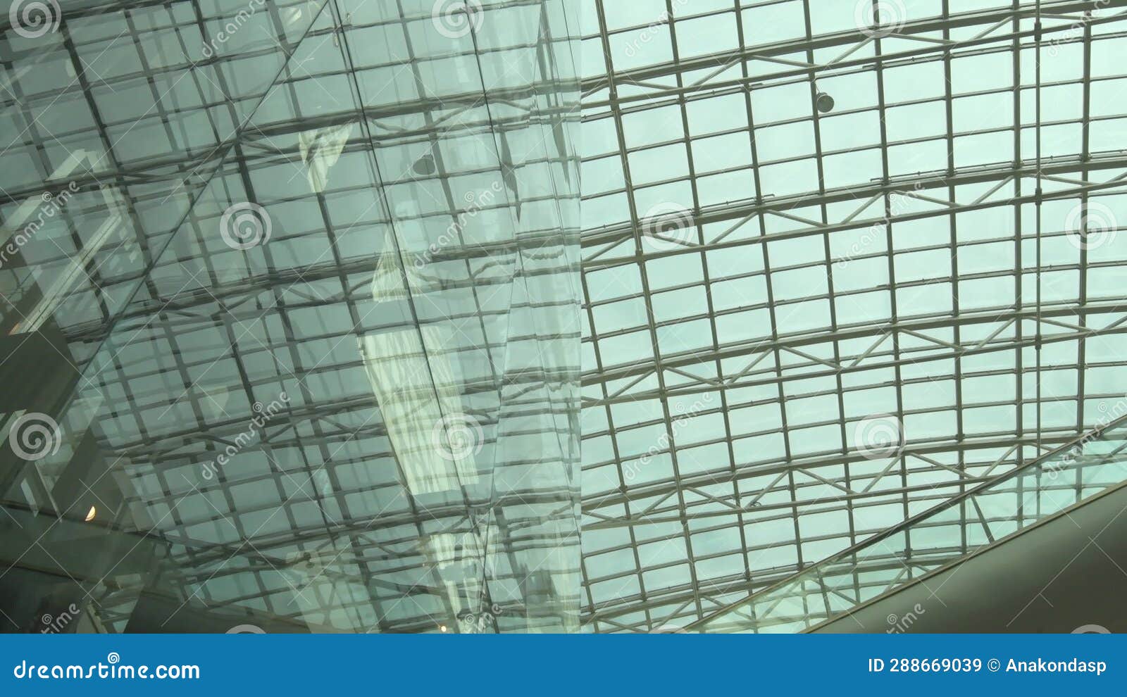 Beautiful Glass Ceiling and Elevator of Big Shopping Mall with Cloud ...