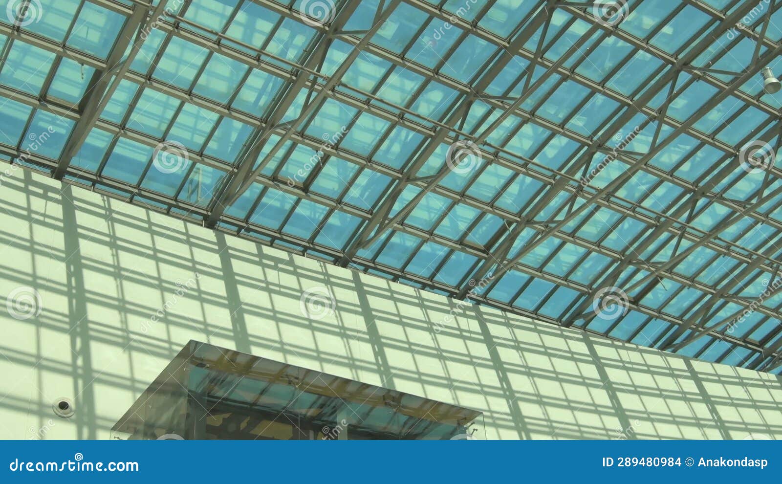 Beautiful Glass Ceiling and Elevator of Big Shopping Mall with Cloud ...