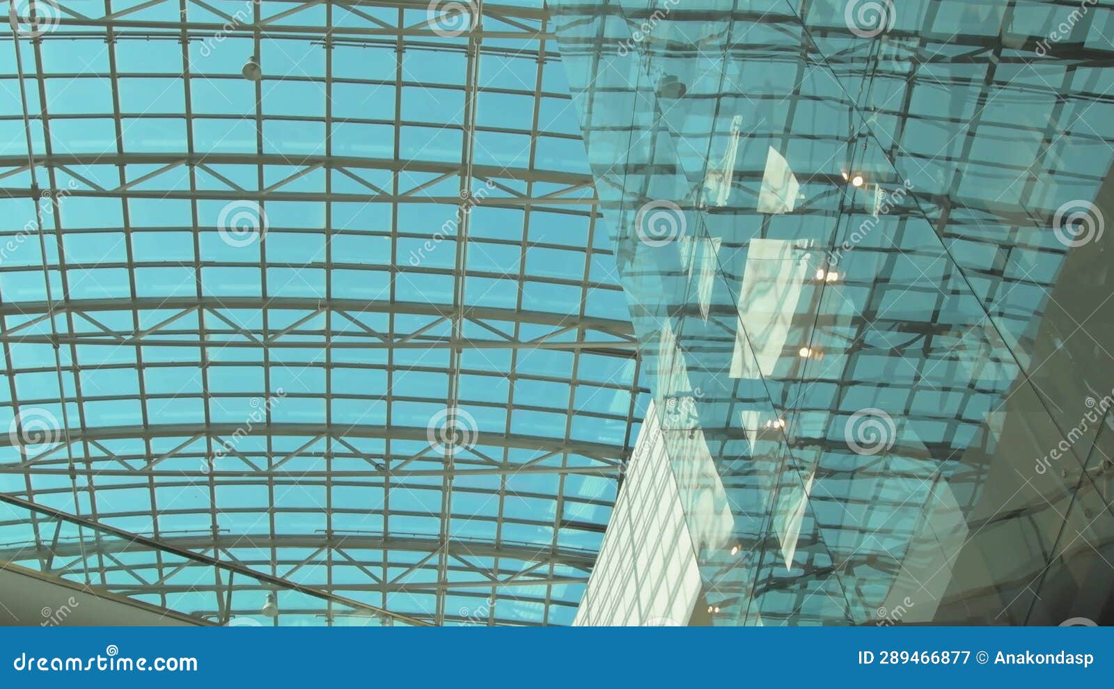 Beautiful Glass Ceiling and Elevator of Big Shopping Mall with ...