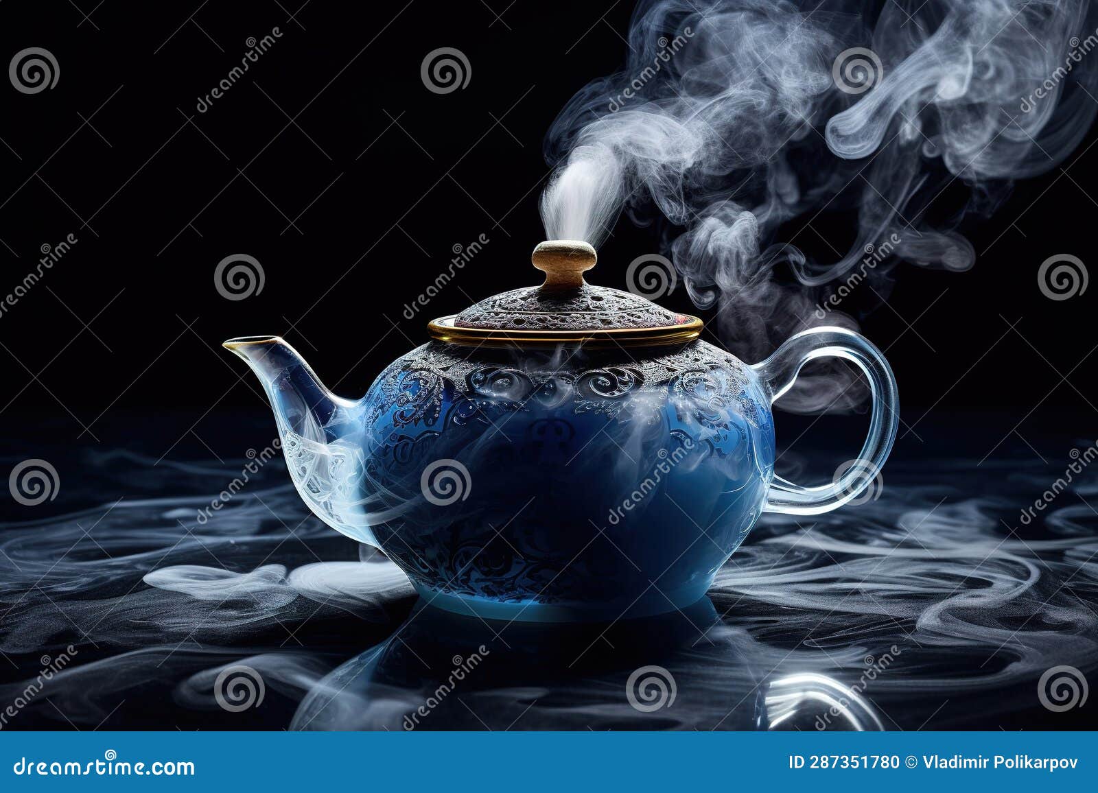 Beautiful Glass Teapot with Smoke Stock Illustration - Illustration of ...