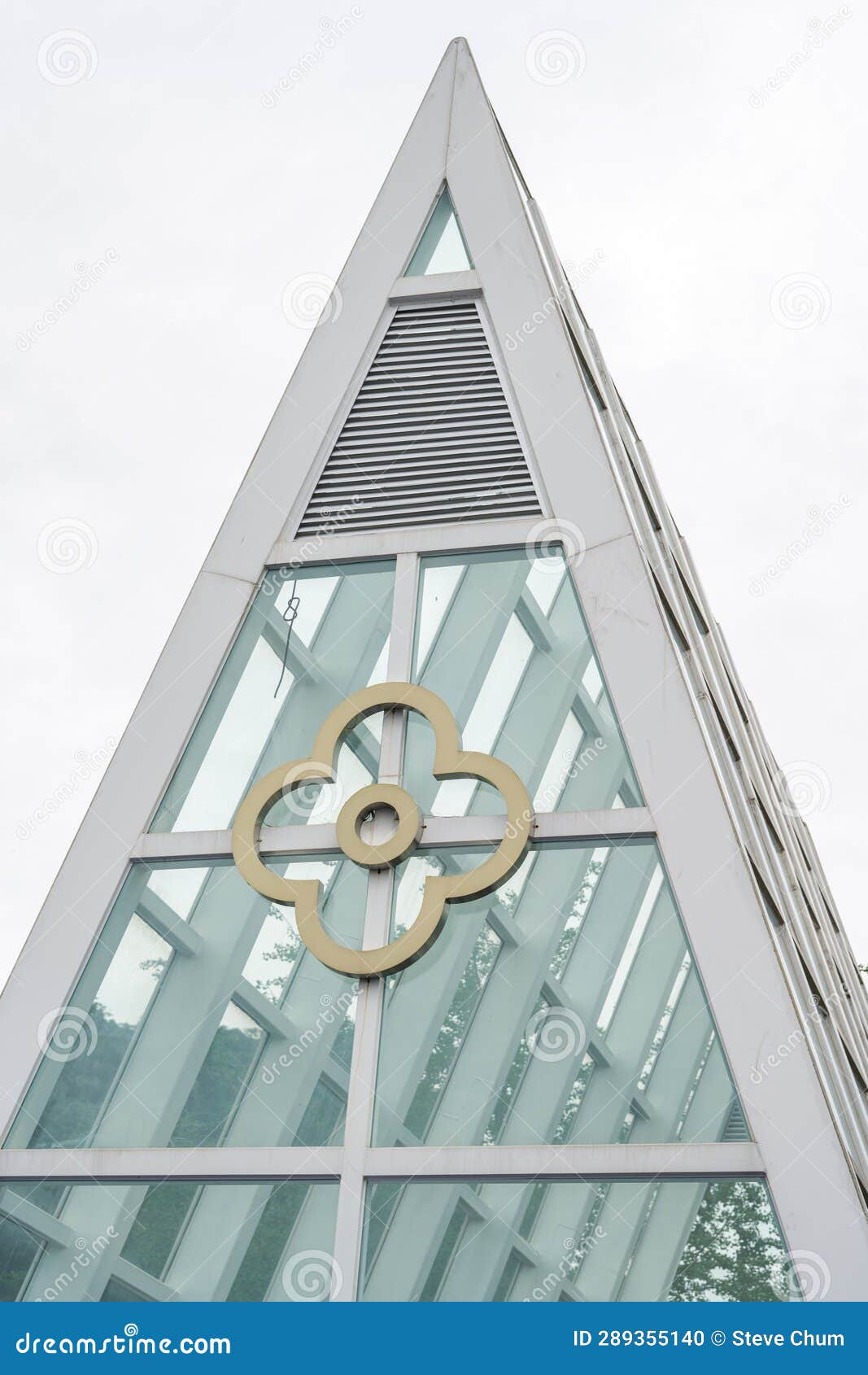 A Beautiful Glass Triangular Steeple Church Stock Photo - Image of ...