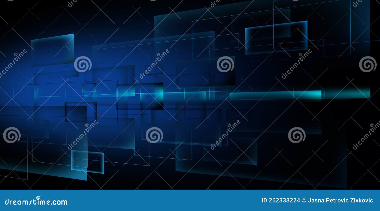 Glossy Blue Squares Abstract Geometric Background. Technology Banner ...