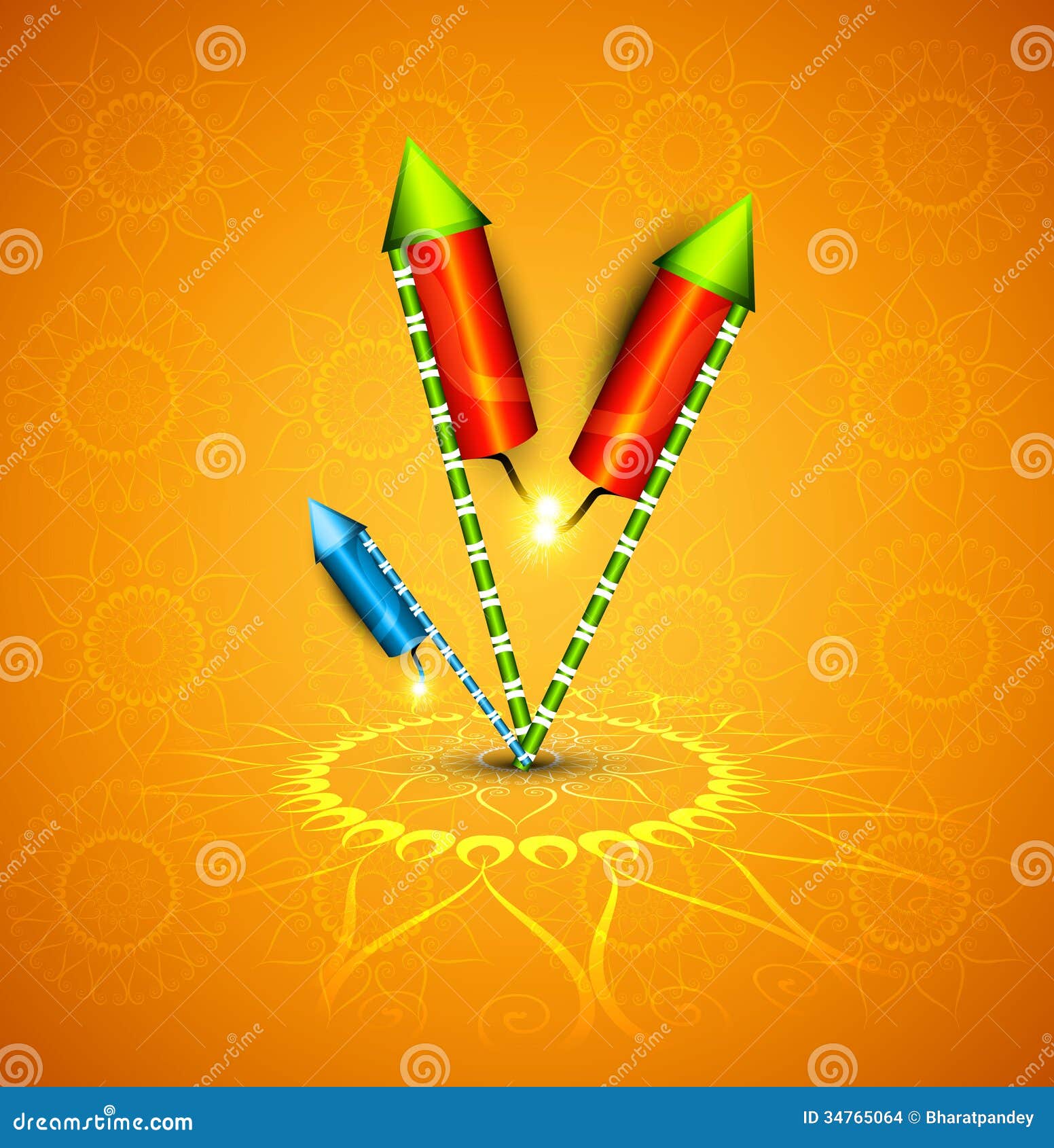 Beautiful Glowing Festival Cracker on Artistic Design Stock ...