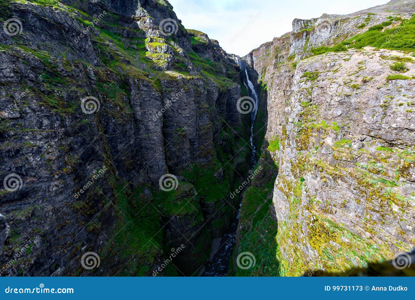Beautiful Glymur Waterfall in Iceland Stock Image - Image of power ...