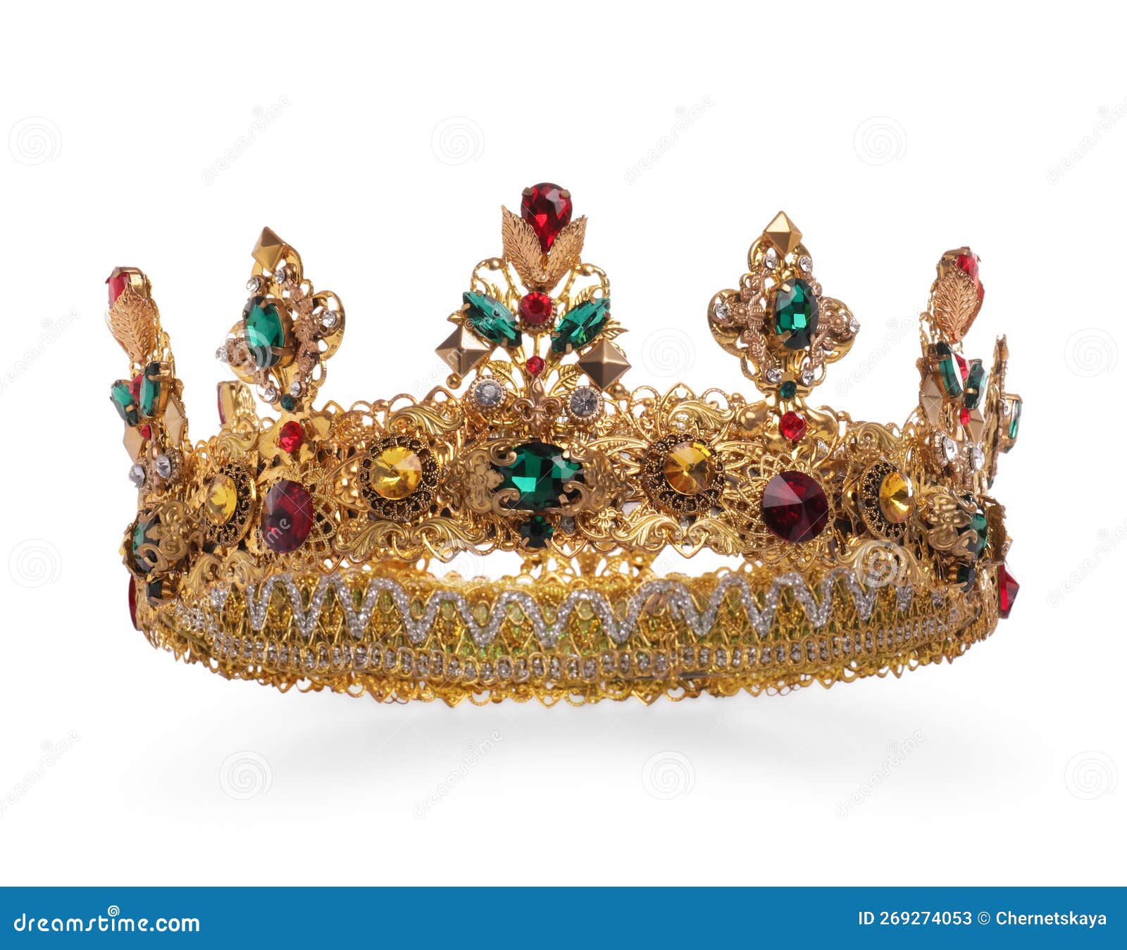 Beautiful Gold Crown with Gems Isolated on White Stock Image - Image of ...
