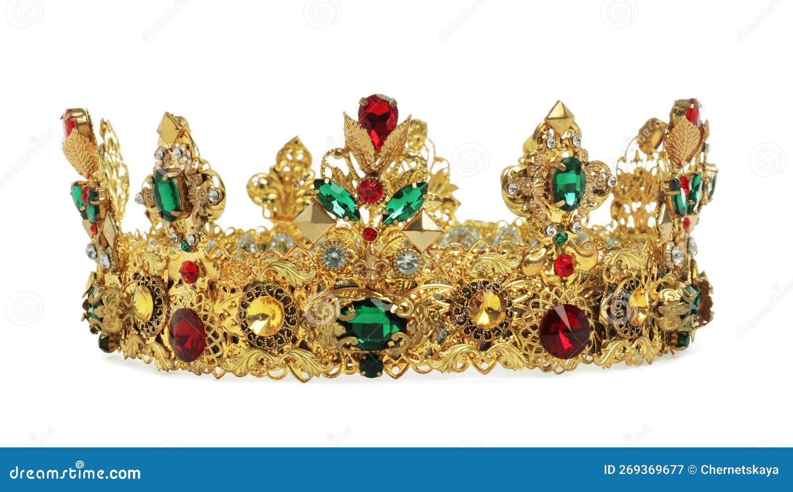 Beautiful Gold Crown with Gems Isolated on White Stock Image - Image of ...
