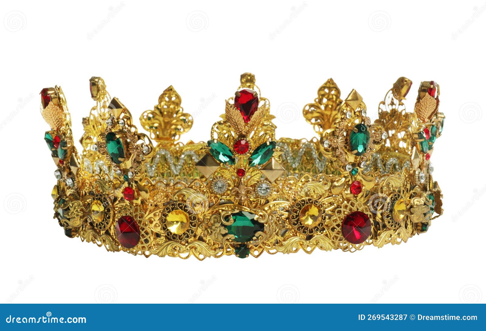 Beautiful Gold Crown with Gems Isolated on White Stock Image - Image of ...