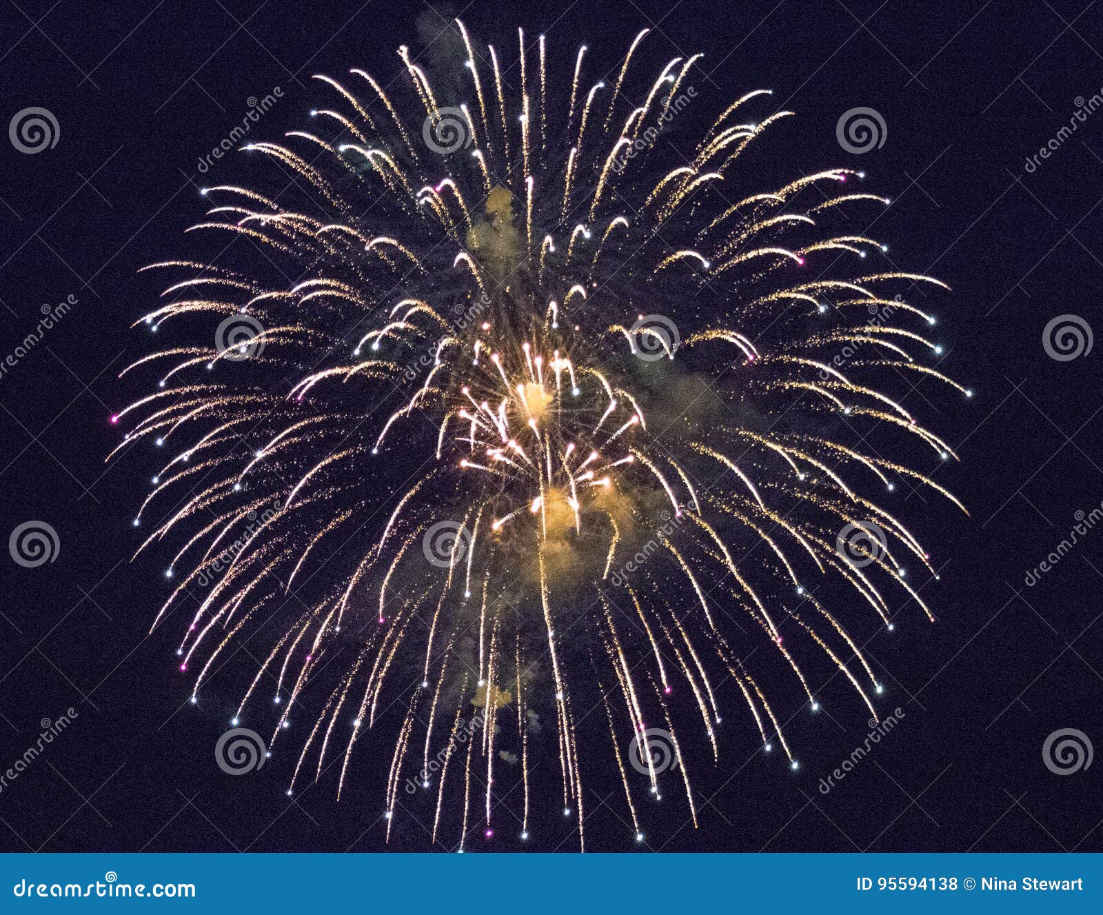 Beautiful Gold Firework in the Night Sky Stock Photo - Image of ...