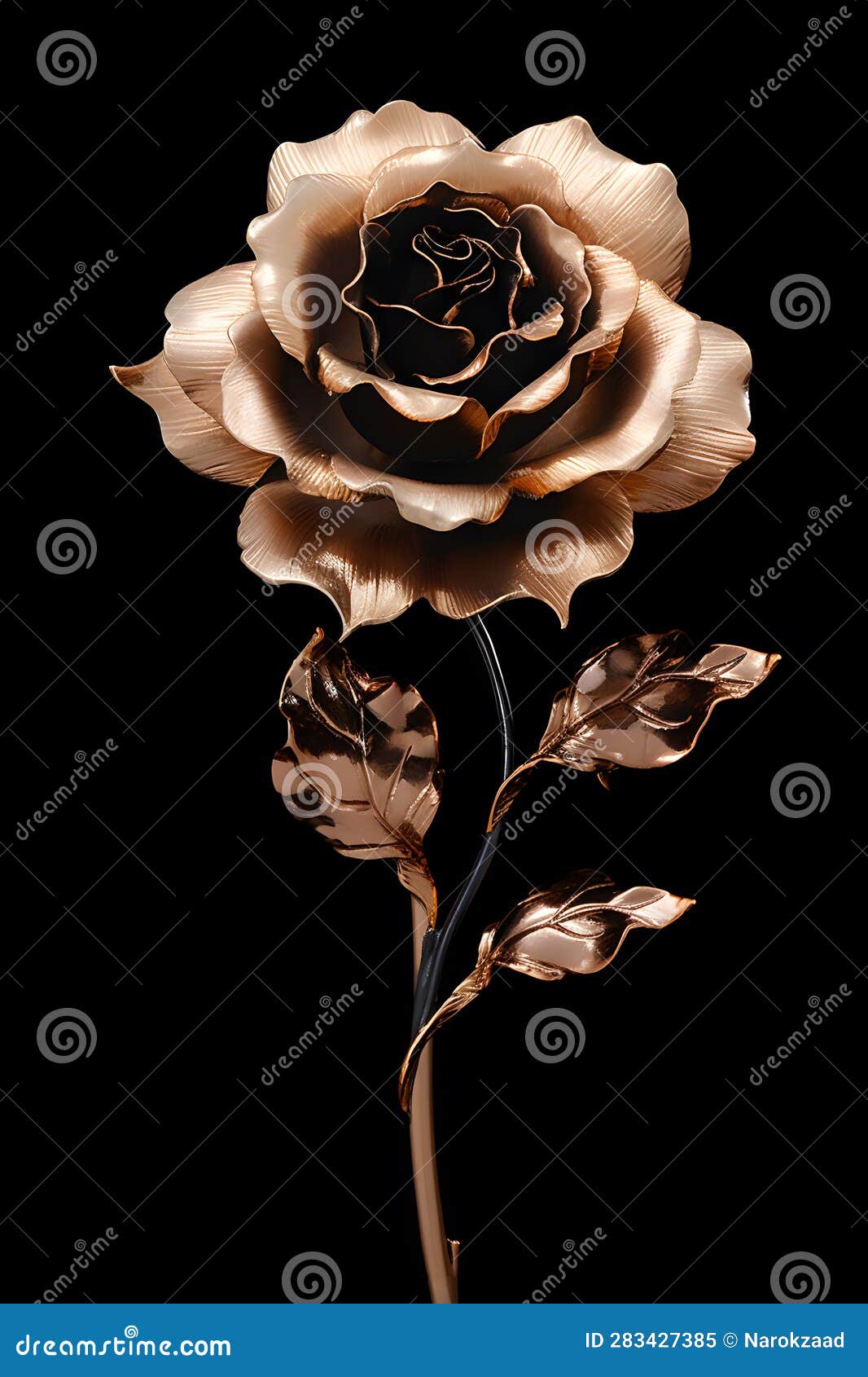 Beautiful Gold Rose Isolated on Black Background. AI Generative Stock ...