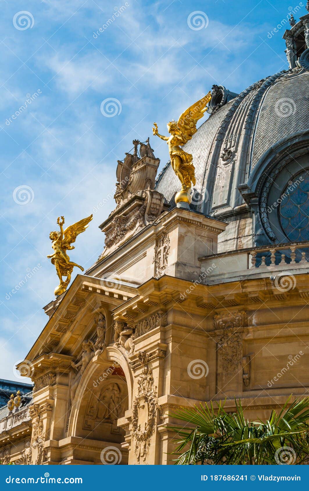 Beautiful Gold Statues on the Top of the Building Stock Image - Image ...