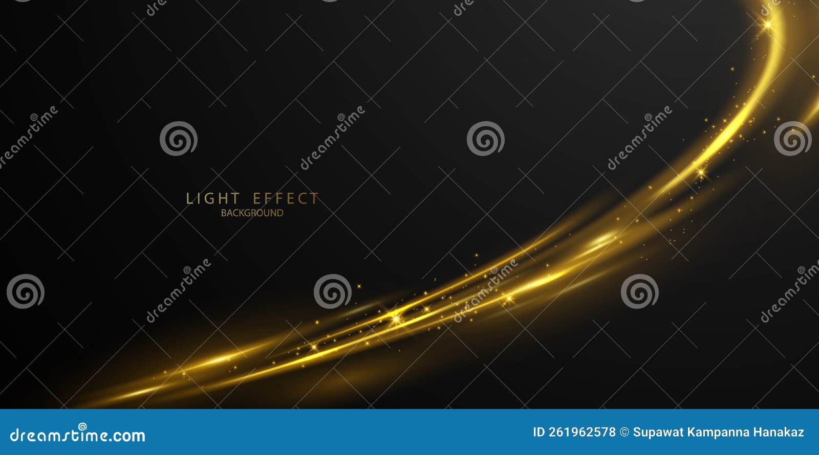 Beautiful Golden Abstract Light Line Effect Design Vector Illustration ...