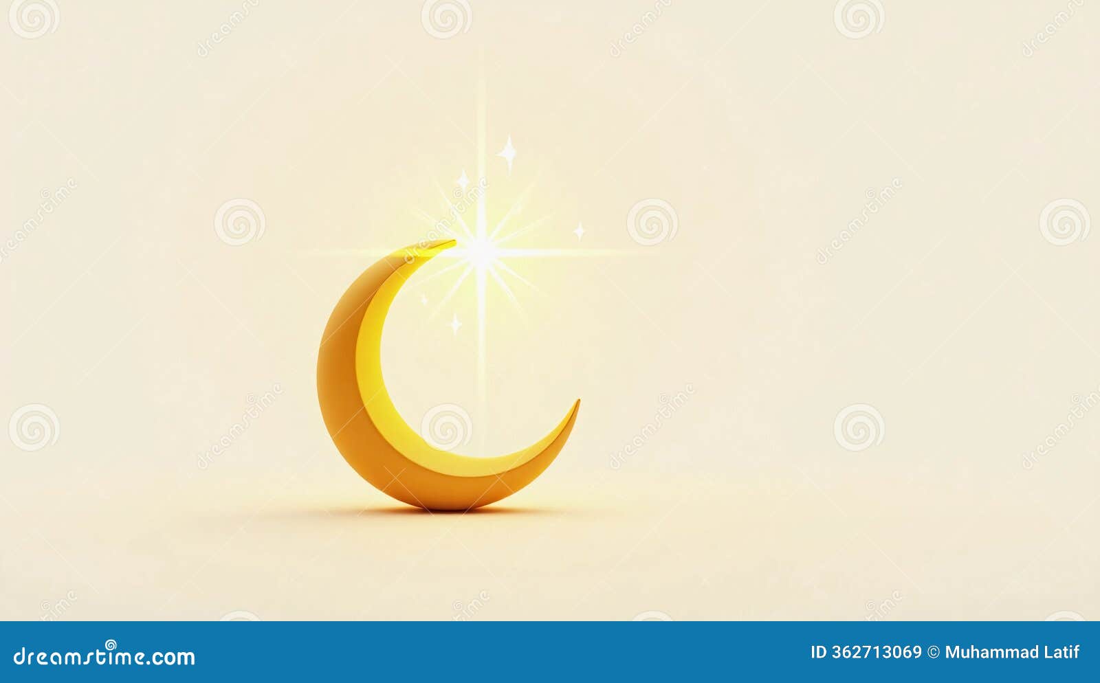 Bright Crescent Moon Over Fluffy White Clouds, Sparkling Starry ...