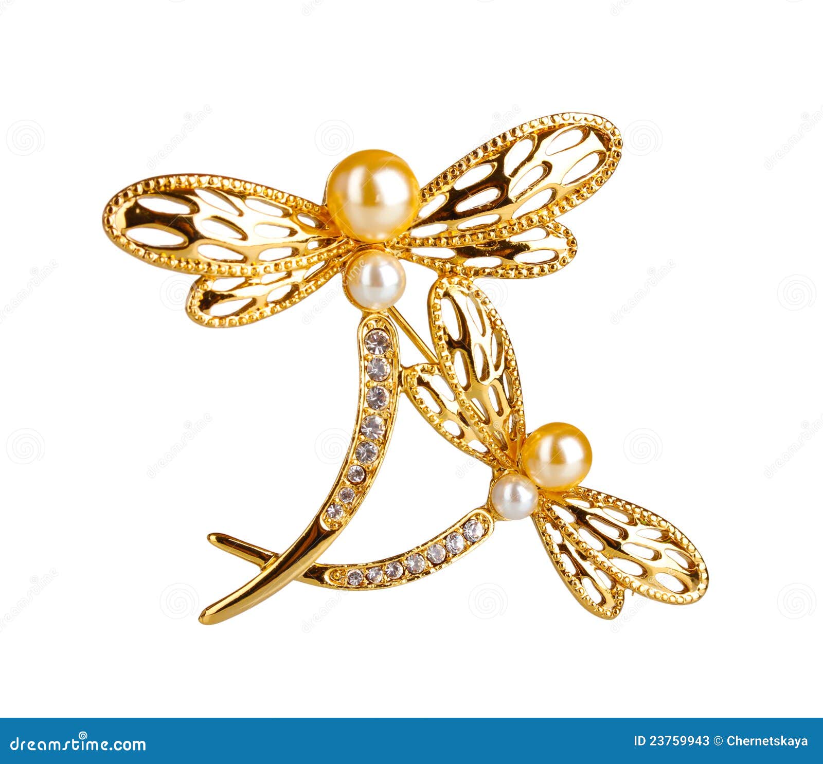 Beautiful Golden Brooch with Precious Stones Stock Image - Image of ...